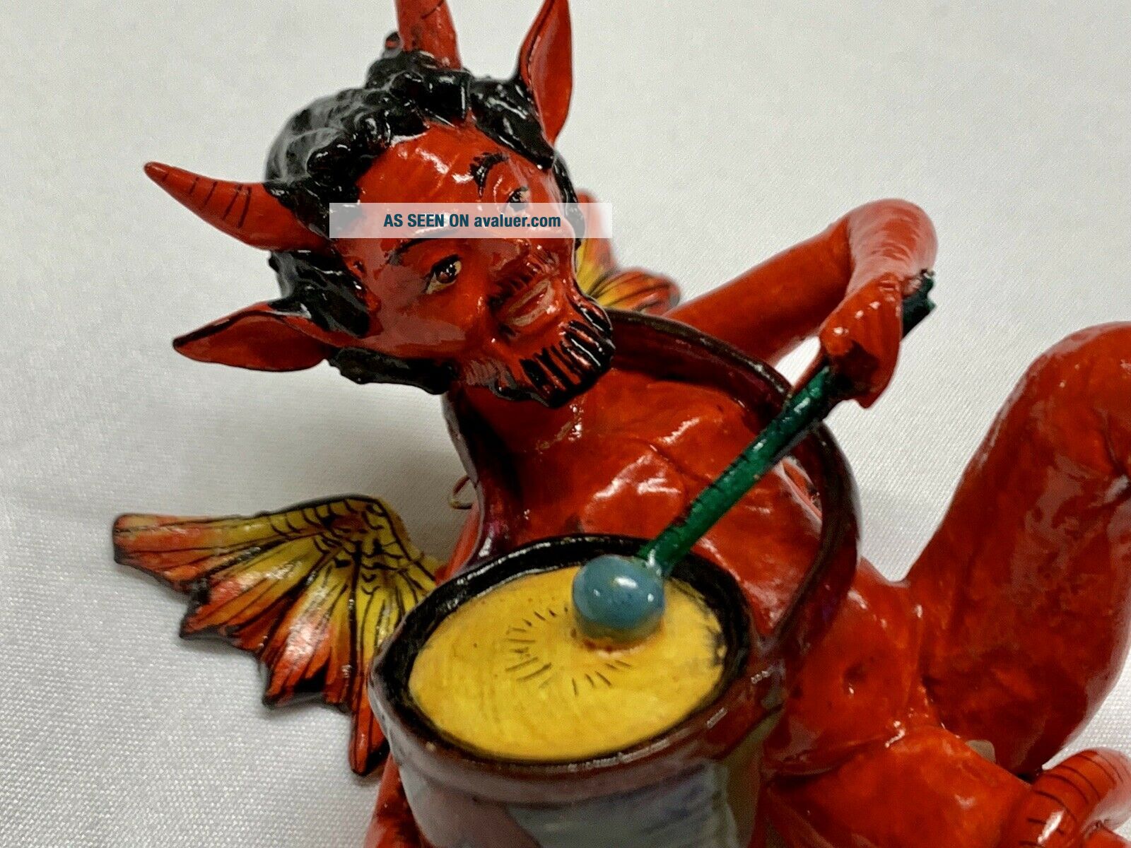 Red Devil Musician Ornament Sculpture Peru Folk Art Horn Drummer Drum ...