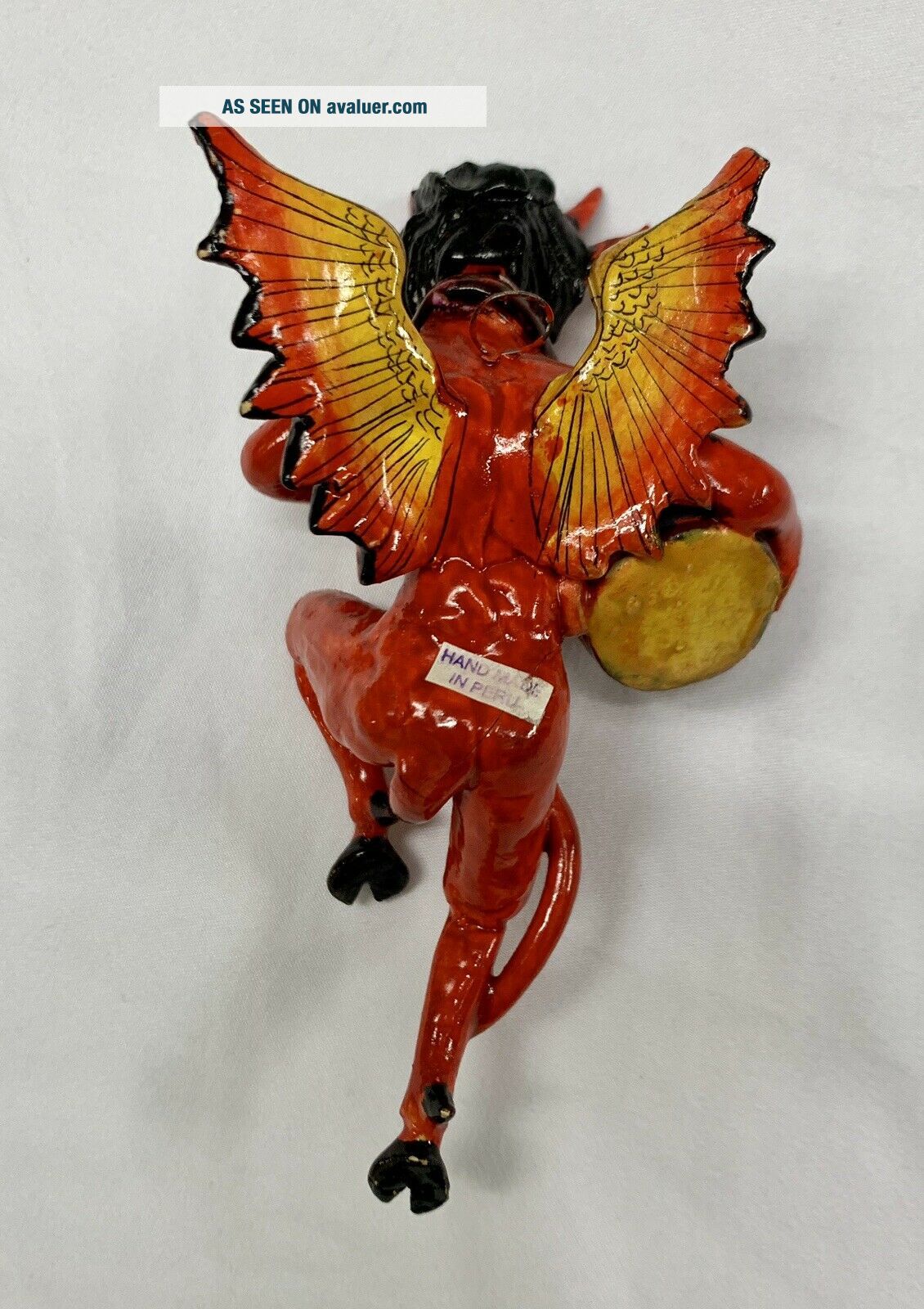 Red Devil Musician Ornament Sculpture Peru Folk Art Horn Drummer Drum ...