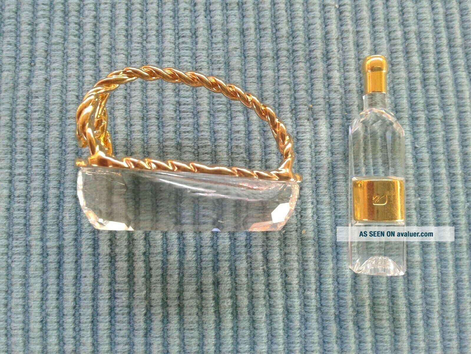 RETIRED Swarovski Crystal Memories Wine Set Bottle Basket Glass 235676 ...