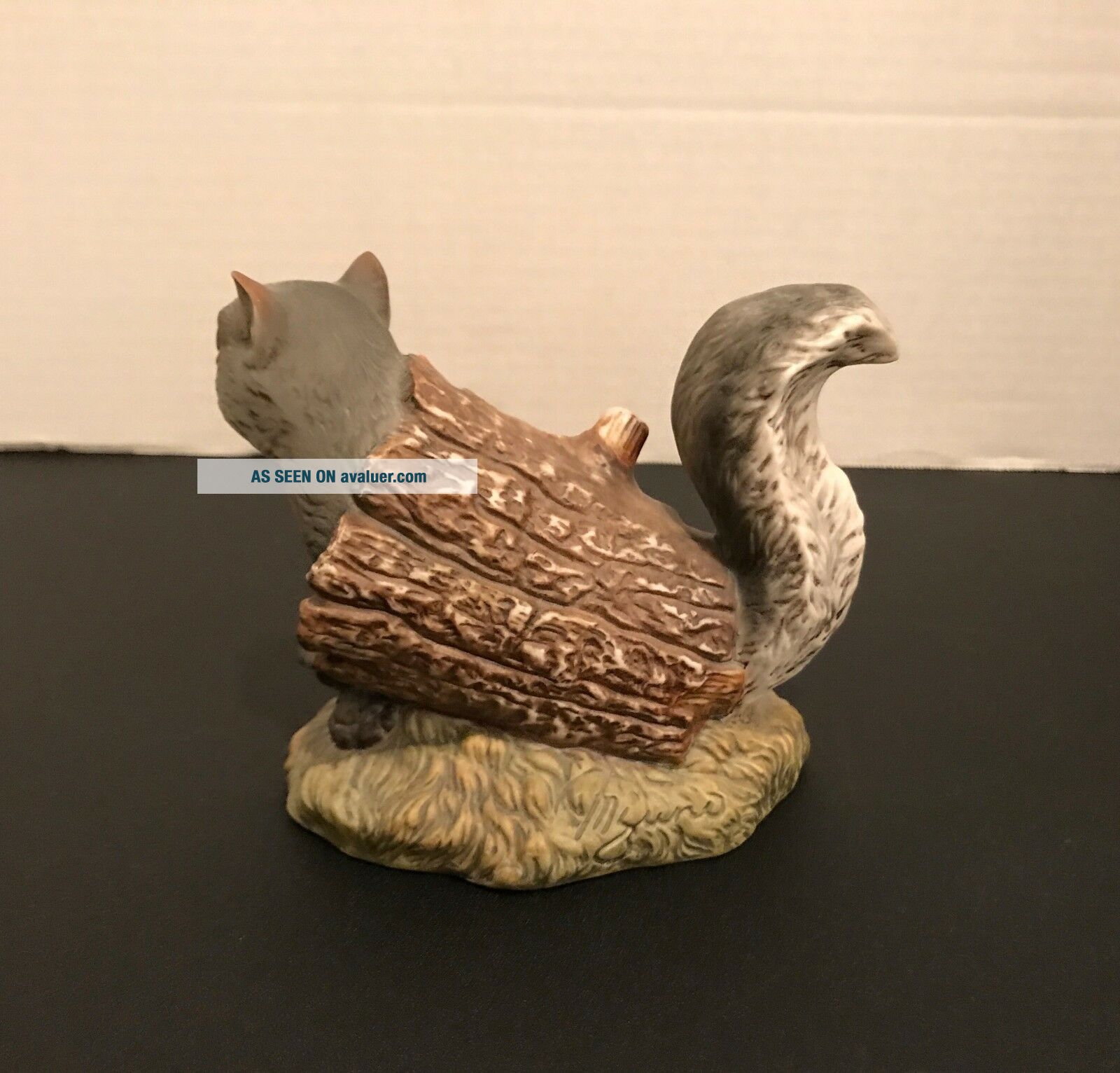 Vintage HOMCO Masterpiece Porcelain Squirrel In Log Figurine 1986 ...