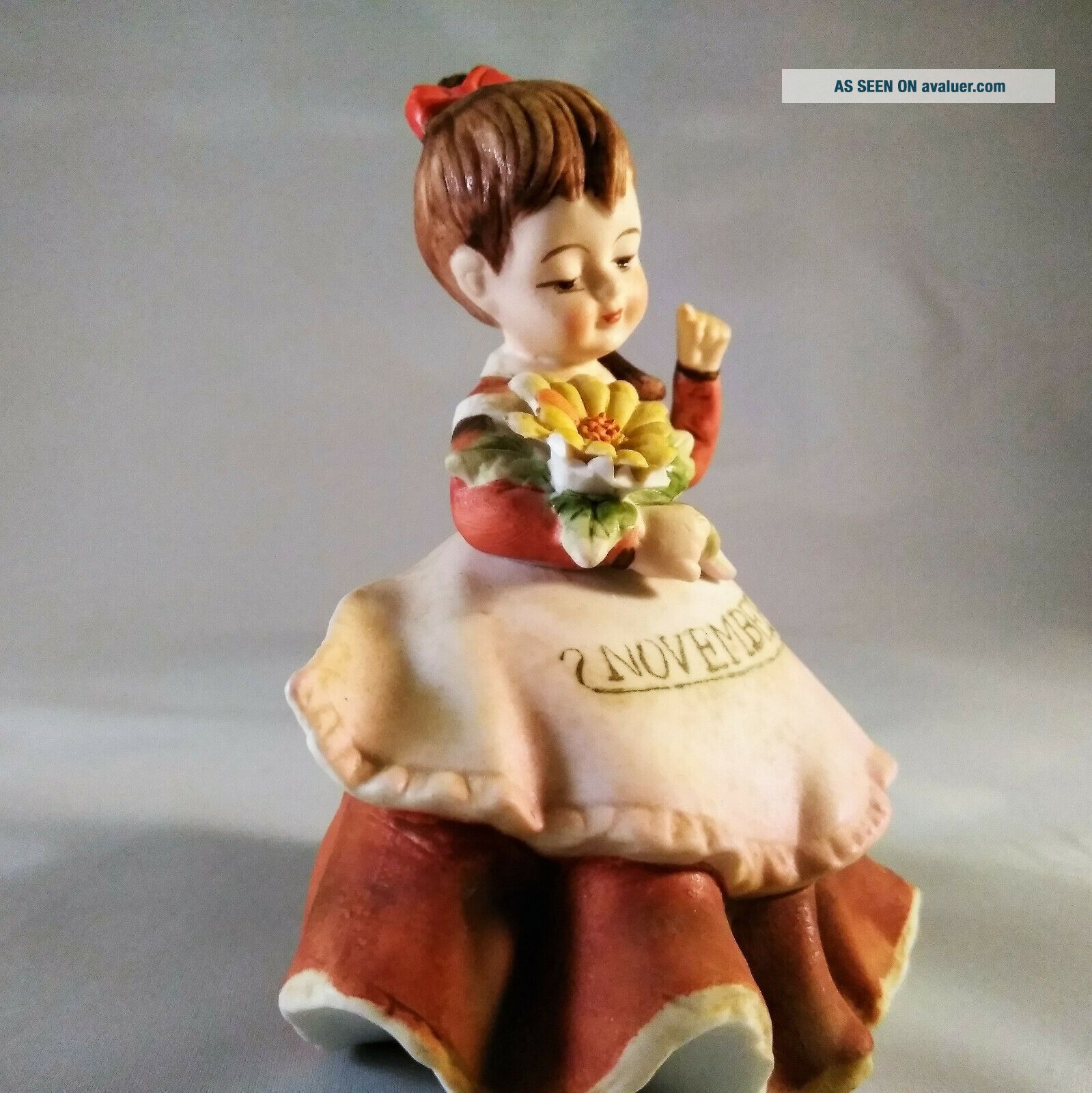 Vintage 1982 Signed Lefton November Flower Girl Porcelain Figurine ...