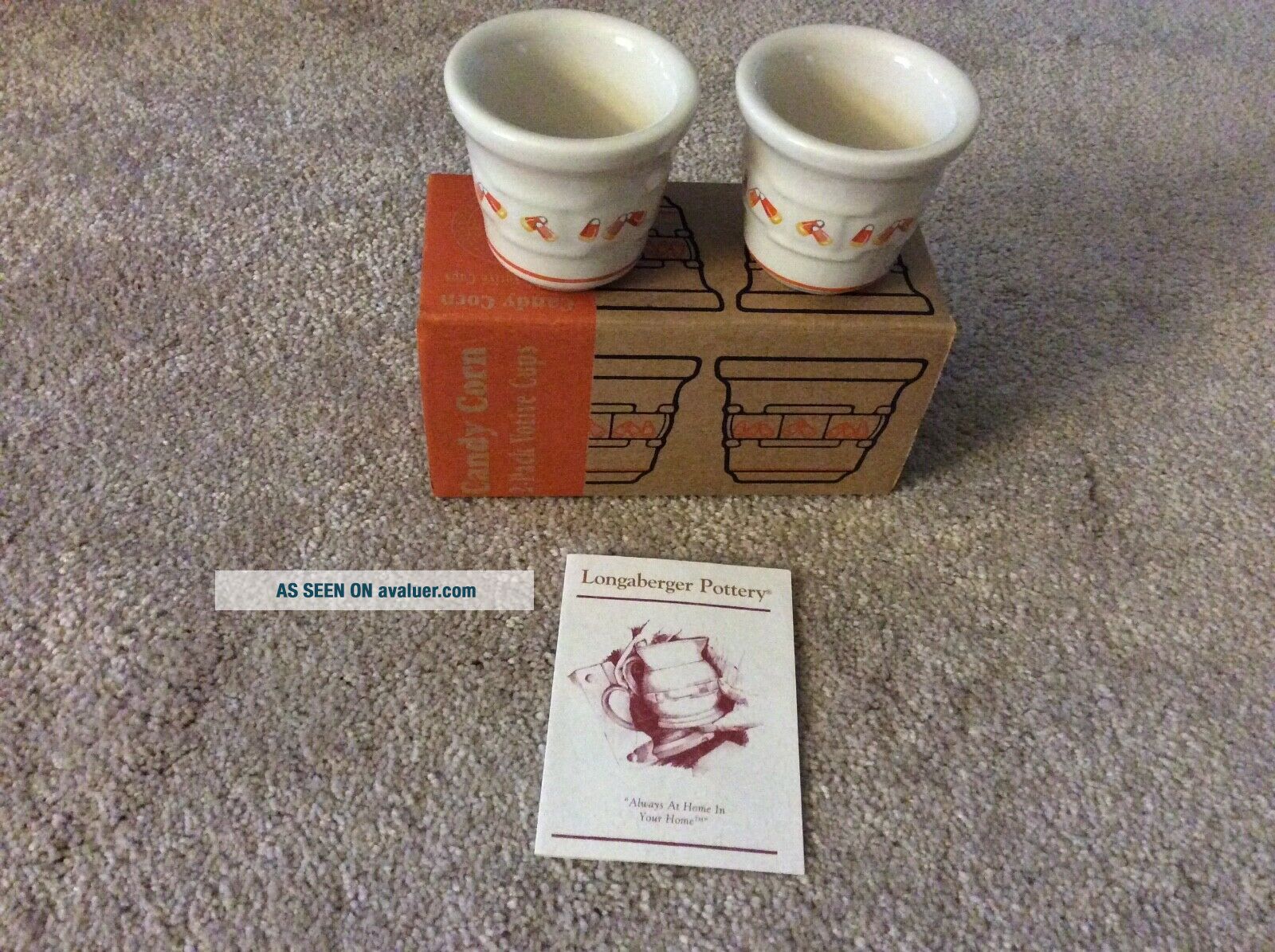 Longaberger 1999 Pottery Set Of 2 Candy Corn Votive Cups | #4168019