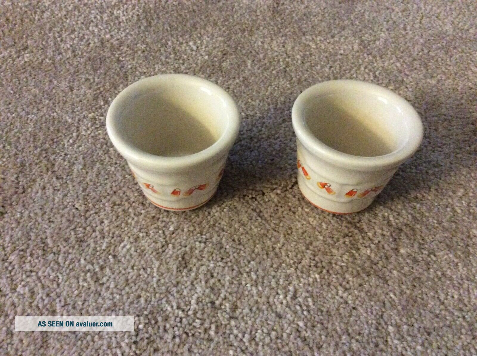 Longaberger 1999 Pottery Set Of 2 Candy Corn Votive Cups | #4168019
