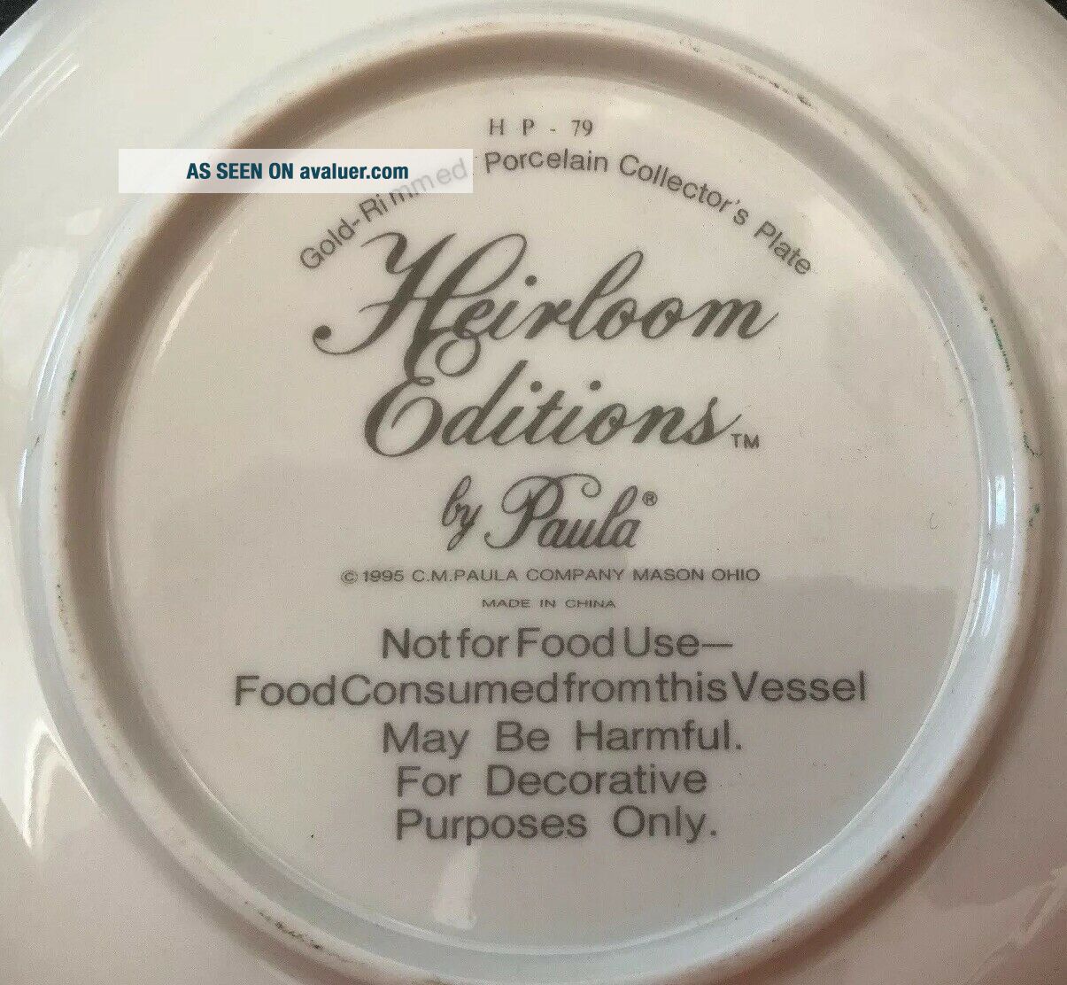 Heirloom Editions By Paula Gold - Rimmed Porcelain Collector ' S Plate ...