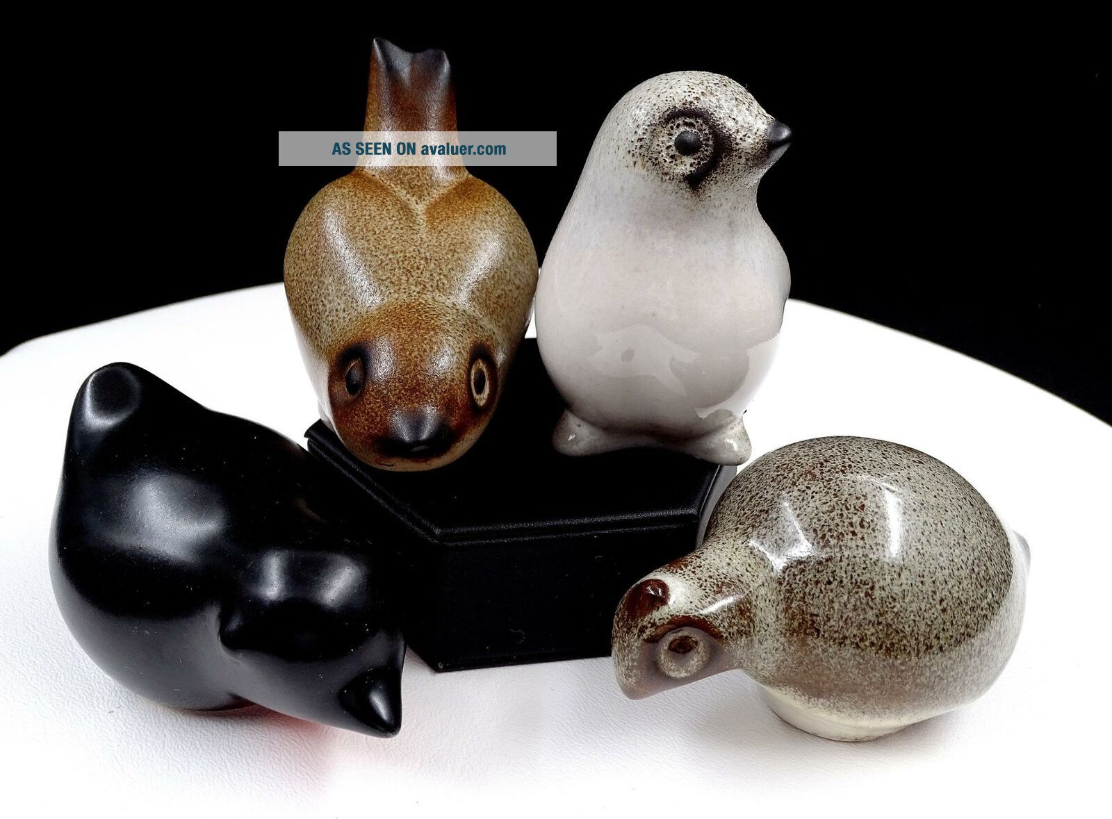 HOWARD PIERCE SIGNED ART POTTERY 4 PIECE SPARROW AND QUAIL FIGURINES ...