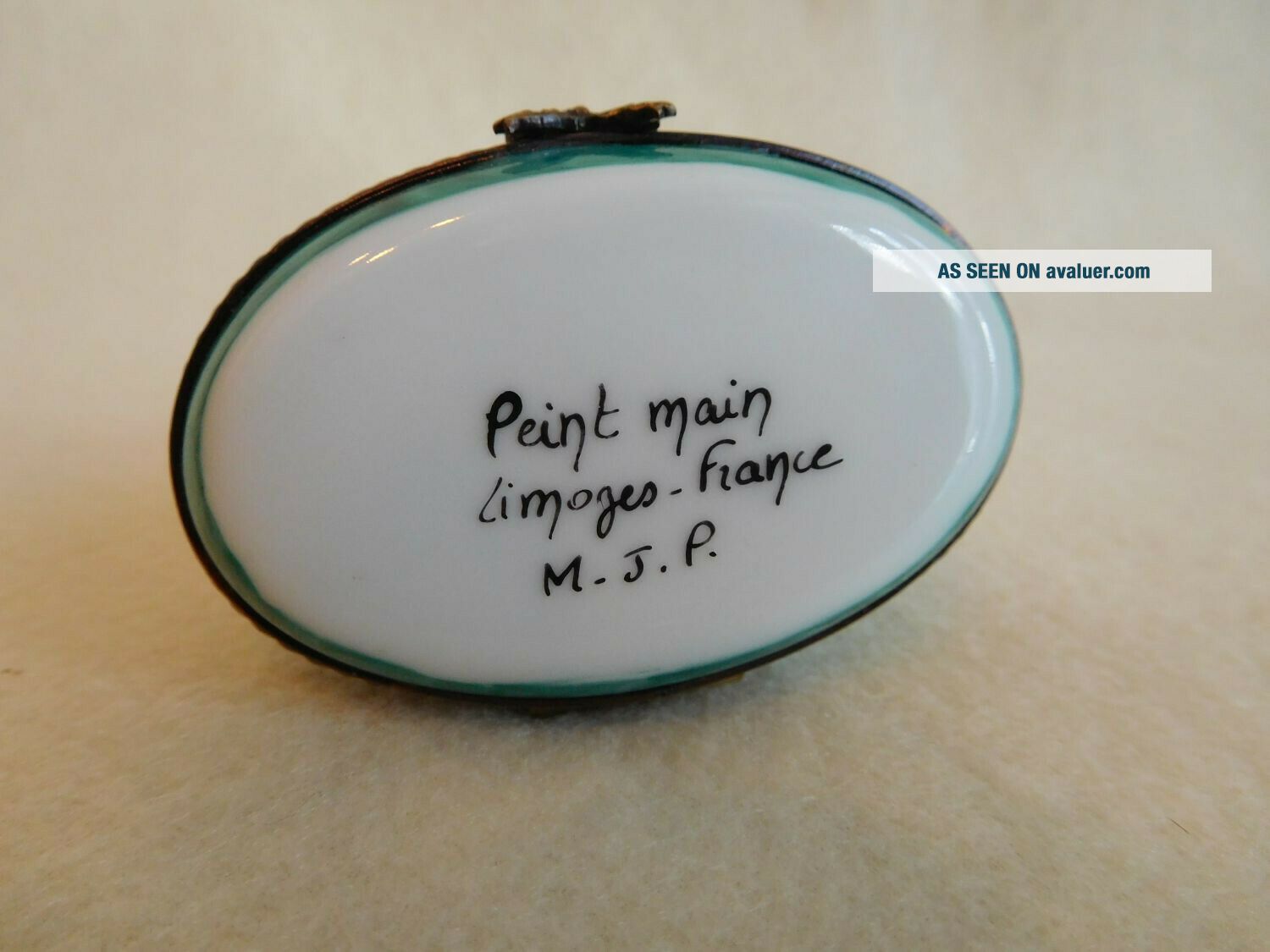 Limoges France Trinket Box Dog Poodle Hand Painted Signed | #4202261