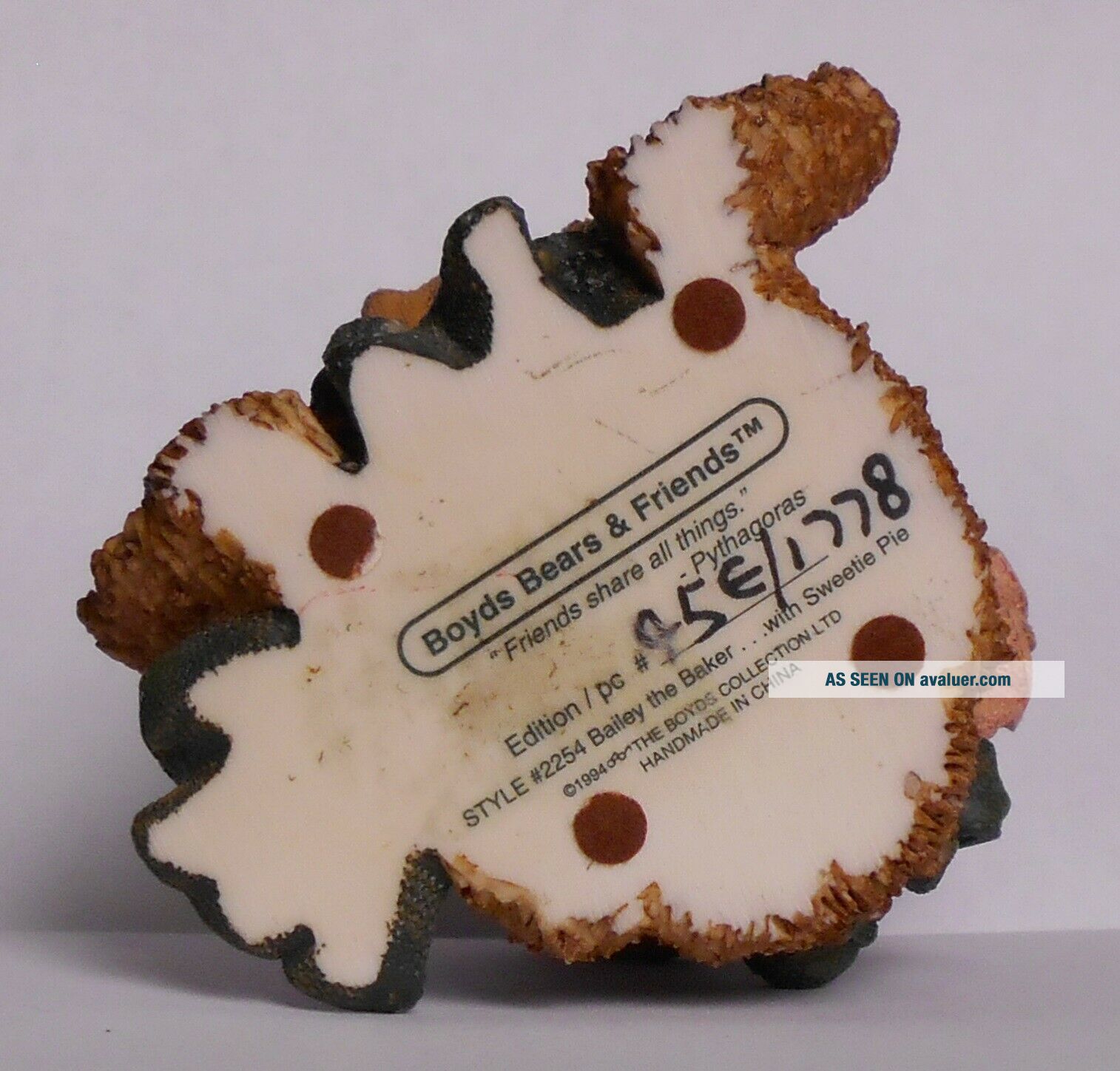 Boyds Bears Figurine Bailey The Baker With Sweetie Pie 2254 Numbered ...