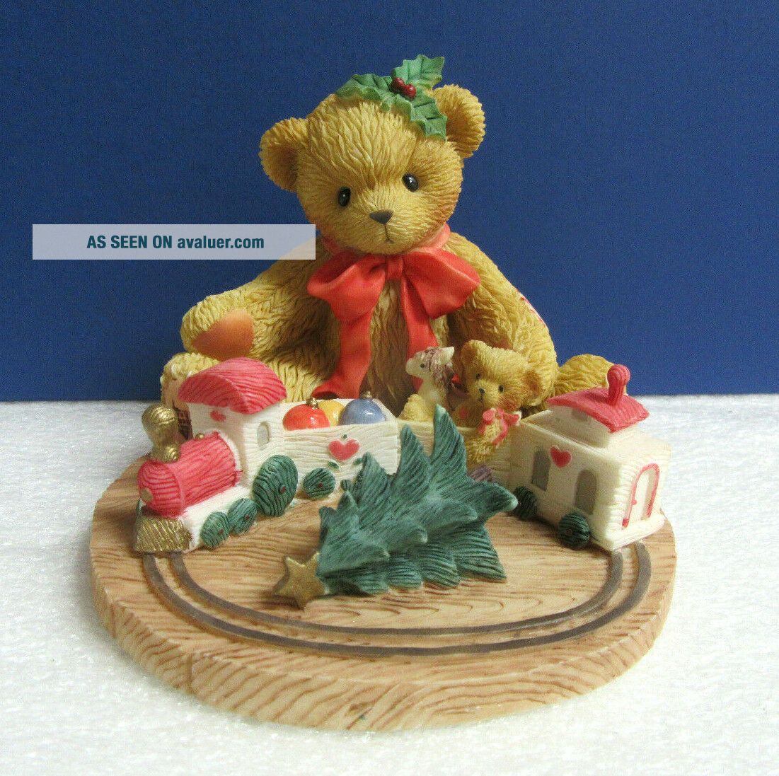 Cherished Teddies HOLIDAY BEAR WITH TRAIN SET Terry Signed Figurine ...