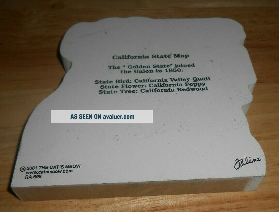 The Cats Meow Wooden Collectibles California State Map Shelf Sitter ...