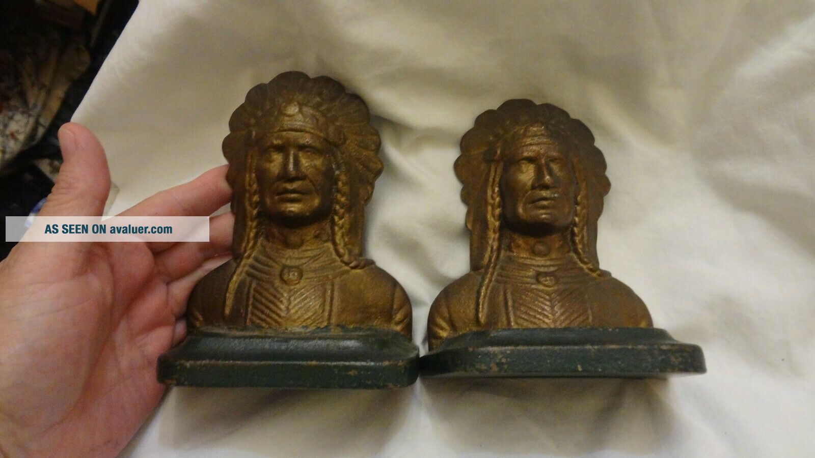 Vintage Cast Iron Native American Indian Chief Head Book Ends PAIR ...