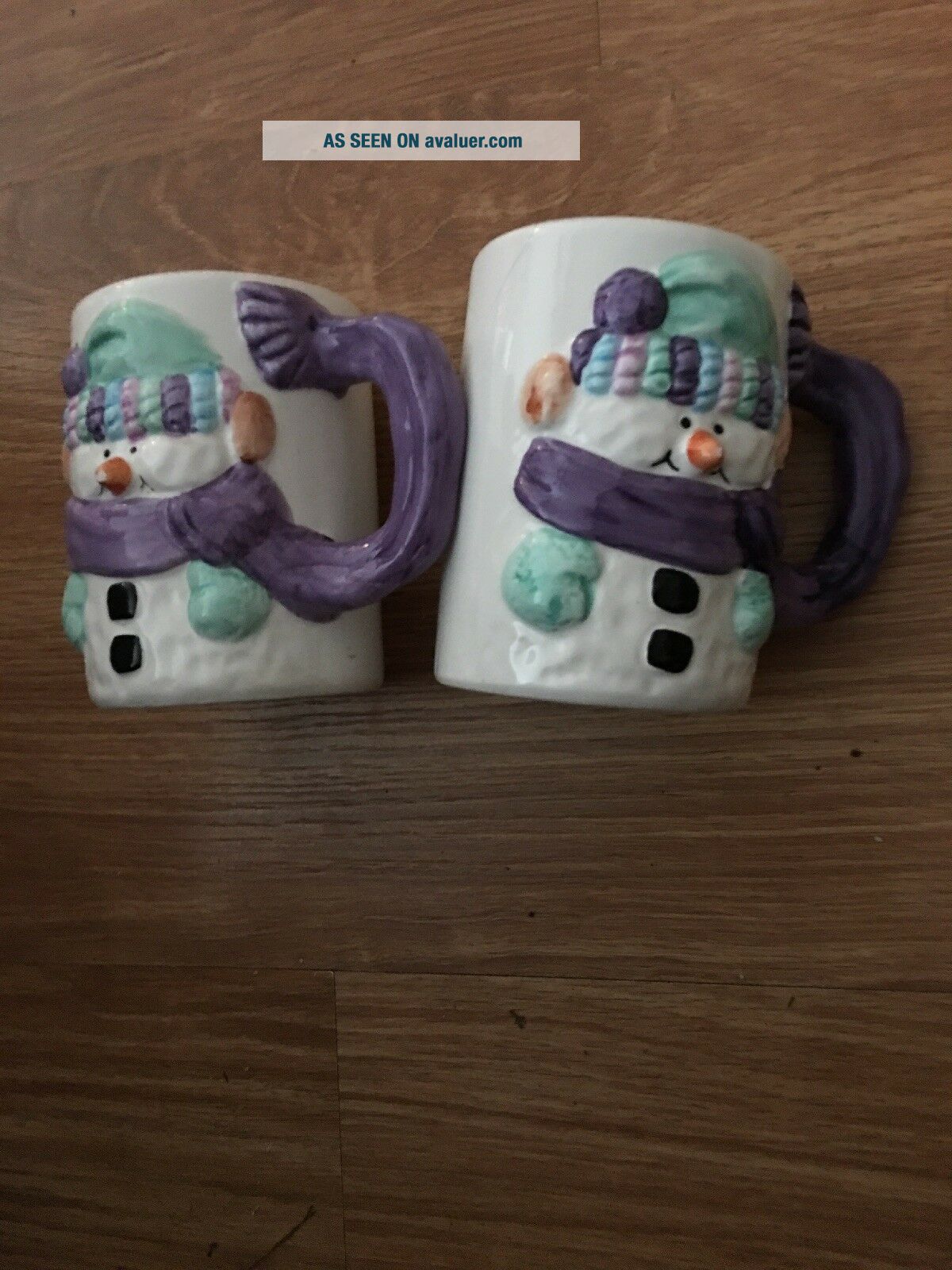 SET OF 2 DESIGNPAC INC. SNOWMAN COFFEE MUGS (9B360) Holiday Christmas ...