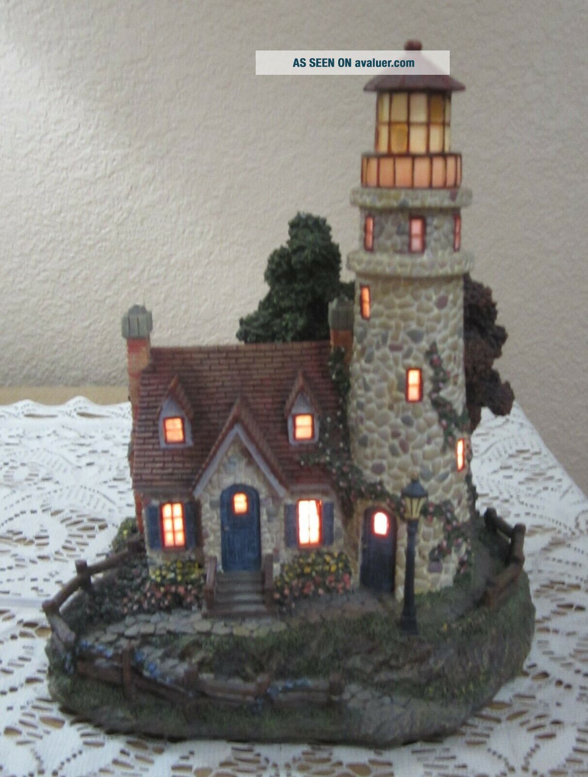 GUIDING POINT LIGHTHOUSE Hawthorne Village Thomas Kinkade W/ On/Off ...