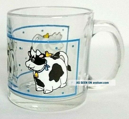 Clear Glass Coffee Mug Cup Cows With Bells Made In The USA | #4248032