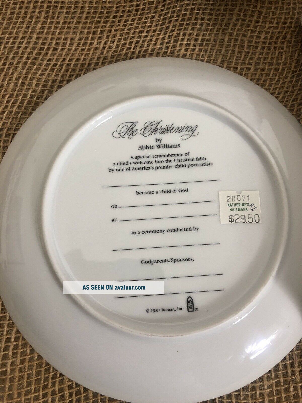 Abbie Williams’ THE CHRISTENING Keepsake Plate By Roman | #4248163