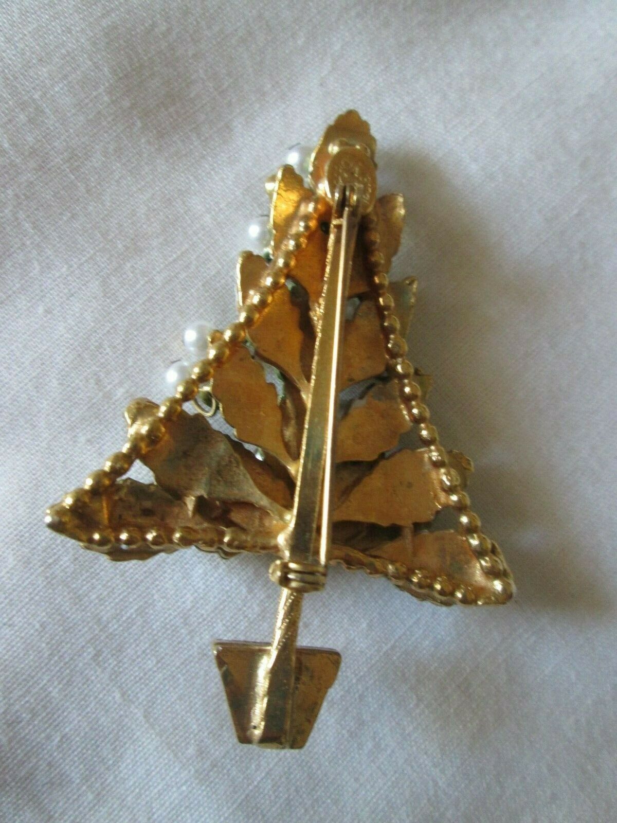 By Robert Vintage Enamel Christmas Tree Pin Brooch W/ Dangle Ornaments ...