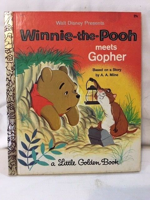 WINNIE THE POOH Meets Gopher Vintage Little Golden Book 1st " A ...