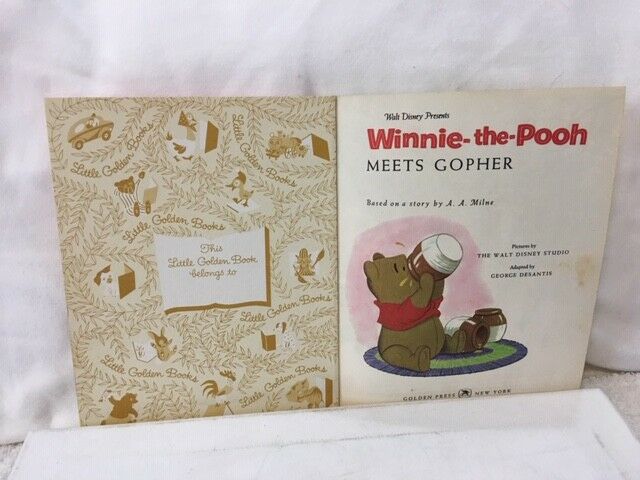 WINNIE THE POOH Meets Gopher Vintage Little Golden Book 1st " A ...