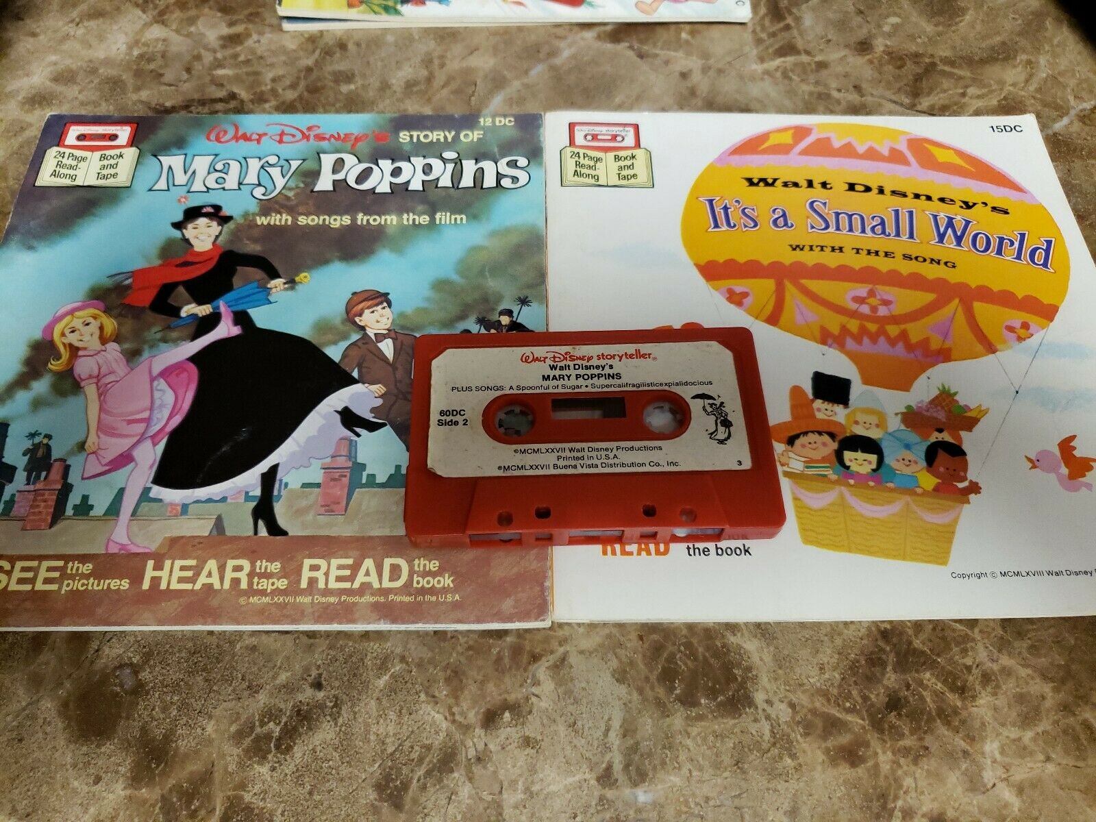 DISNEY Read Along Book And CASSETTE TAPE Mary Poppins And Small World ...