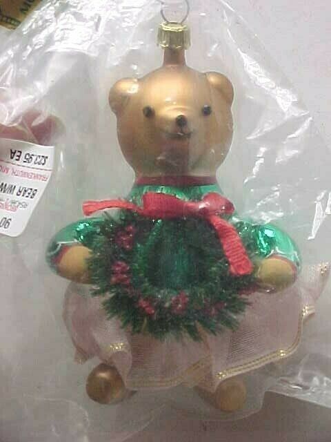 Vintage ITALY Blown GLASS Christmas Tree Ornament TEDDY BEAR In TUTU ...