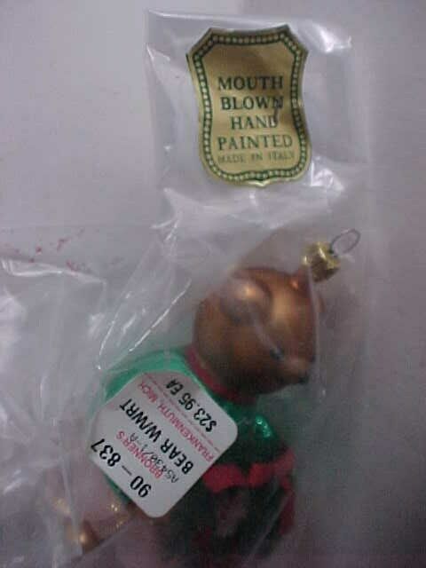 Vintage ITALY Blown GLASS Christmas Tree Ornament TEDDY BEAR In TUTU ...
