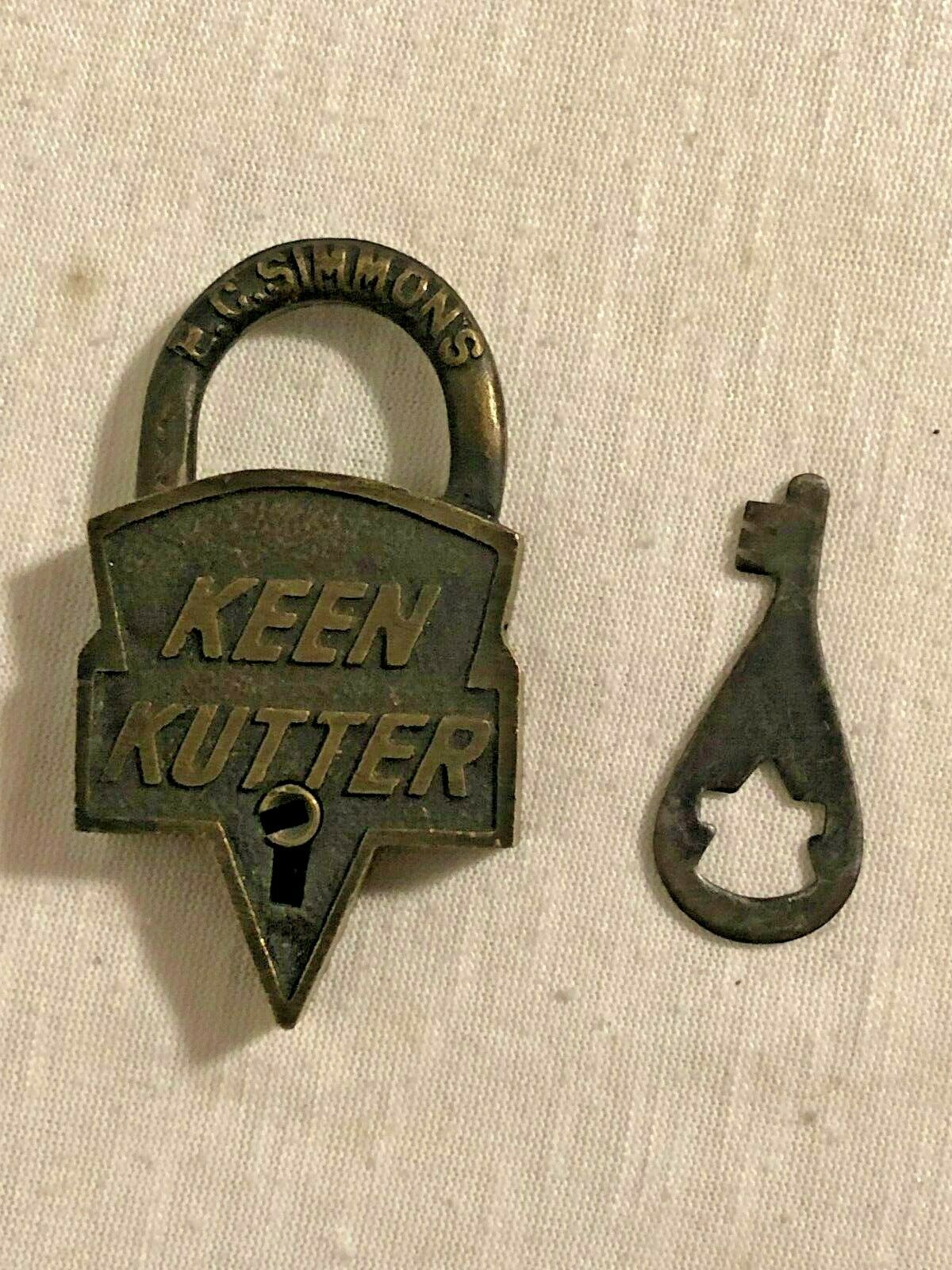 Antique Vintage EC SIMMONS KEEN KUTTER LOCK With KEY Padlock USA ...