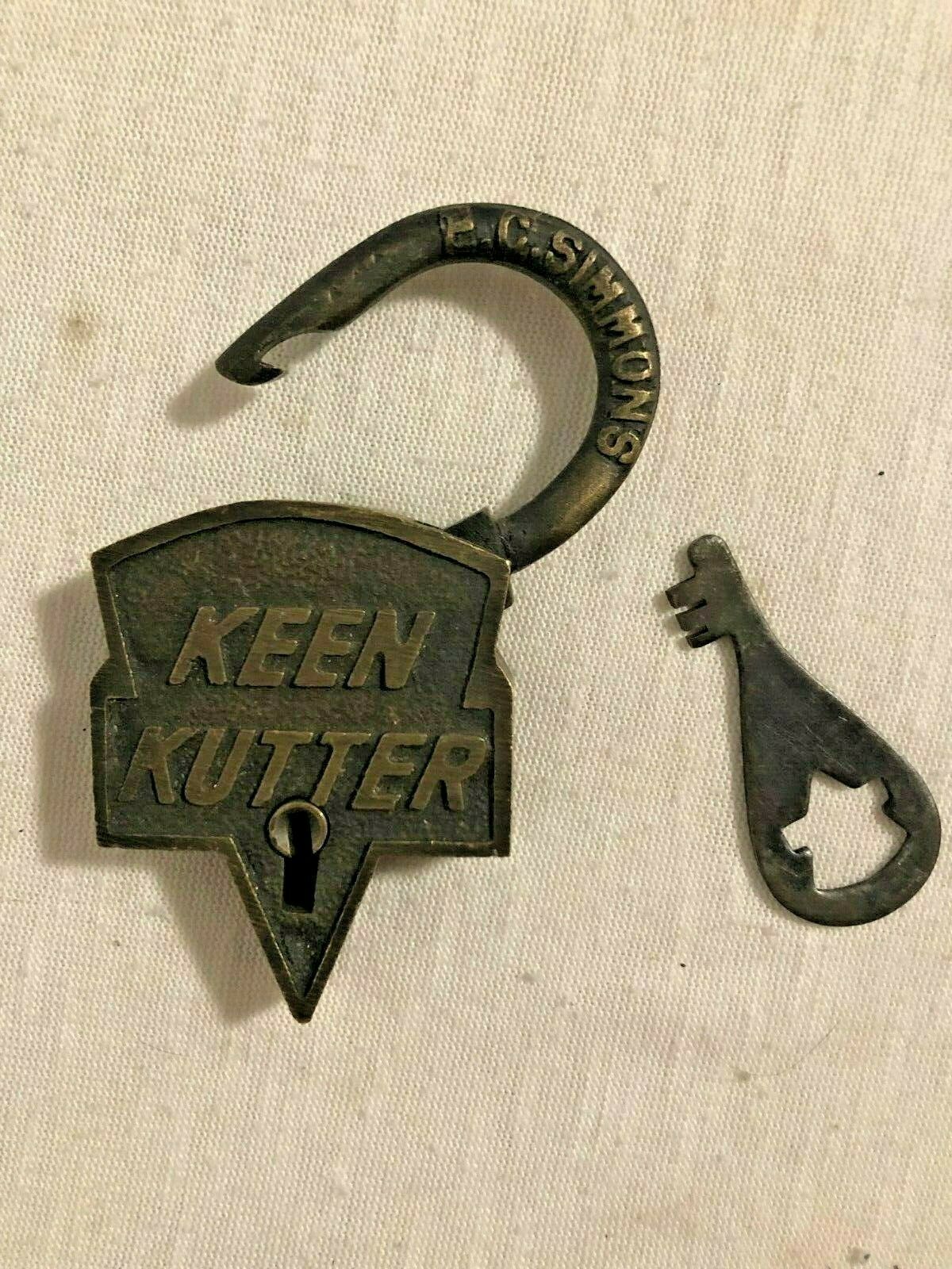 Antique Vintage EC SIMMONS KEEN KUTTER LOCK With KEY Padlock USA ...