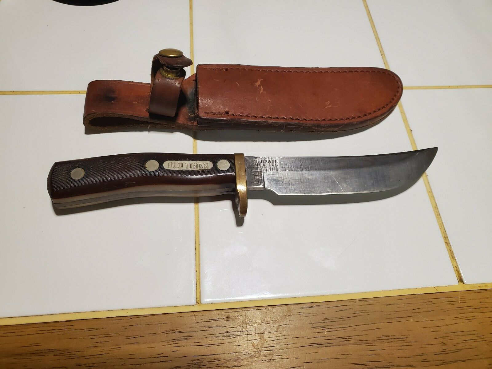 VINTAGE SCHRADE USA 165 FIXED BLADE OLD TIMER HUNTING KNIFE WITH SHEATH ...