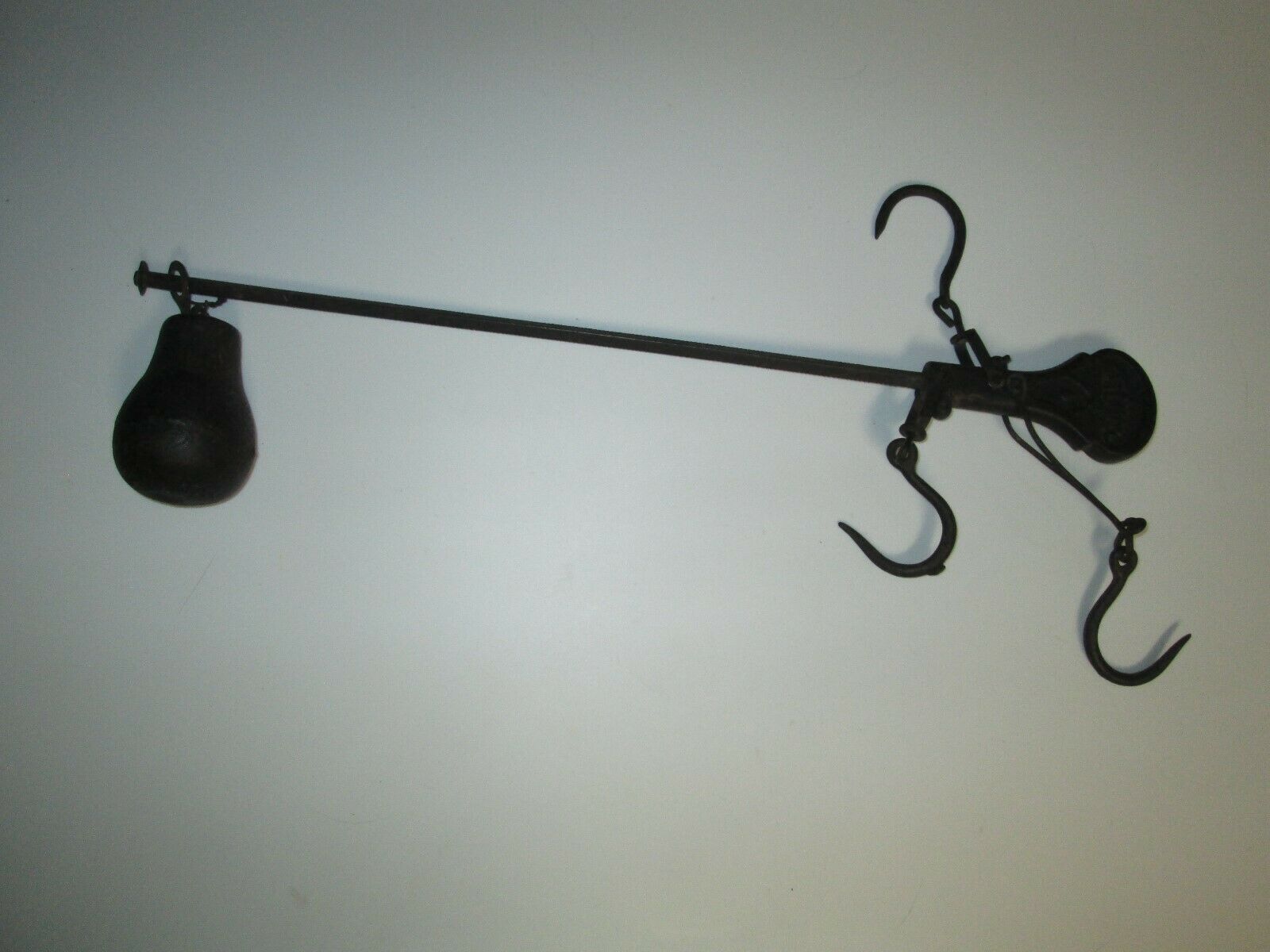 Vintage Farm Scale Hanging Cast Iron Balance Beam Arm W/ Weight & Hooks ...