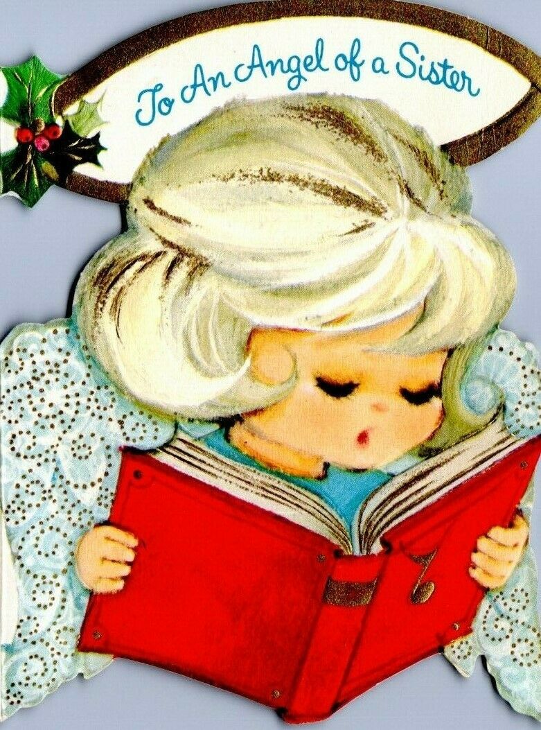 Hallmark Diecut Mod MCM Pixy Angel Pretty Girl Lady VTG Christmas ...
