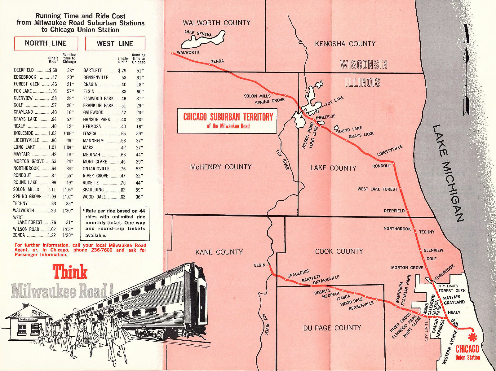 Milwaukee Road Vintage Pamphlet Commuting Services Chicago & Suburbs ...