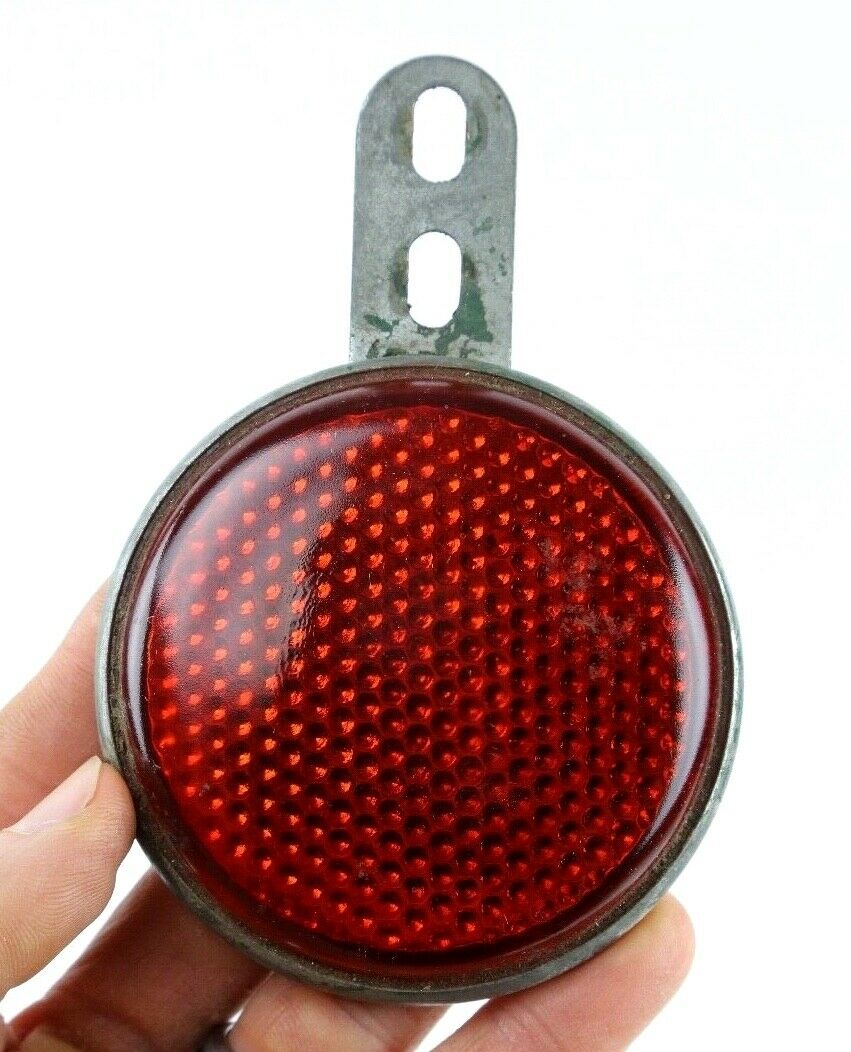 Vintage Antique Motorcycle License Plate Glass Jewel Reflector Schwinn ...