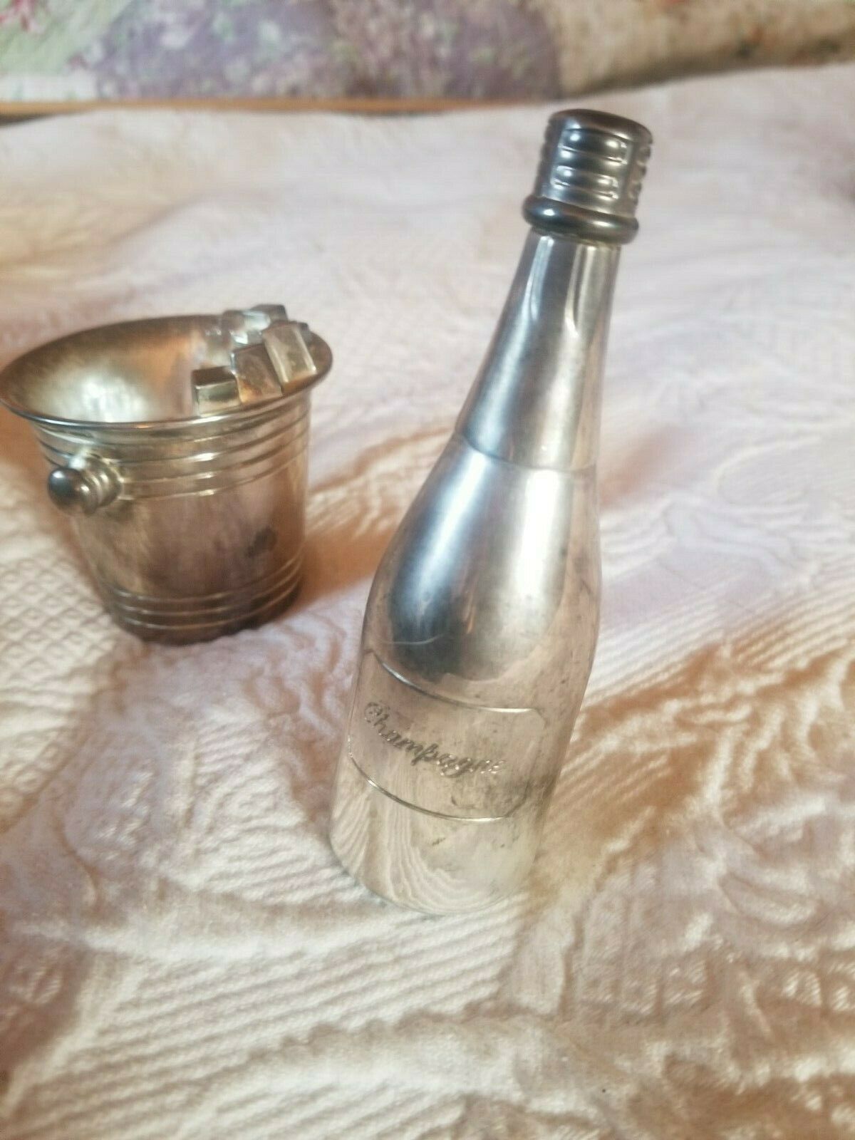 Vintage Silver Champagne Bucket And Bottle Salt And Pepper Shakers ...