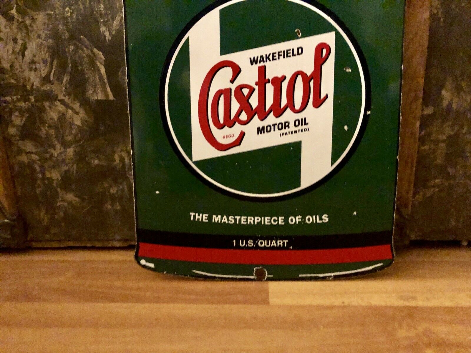 OLD VINTAGE CASTROL PORCELAIN MOTOR OIL CAN SIGN GAS STATION PUMP PLATE ...