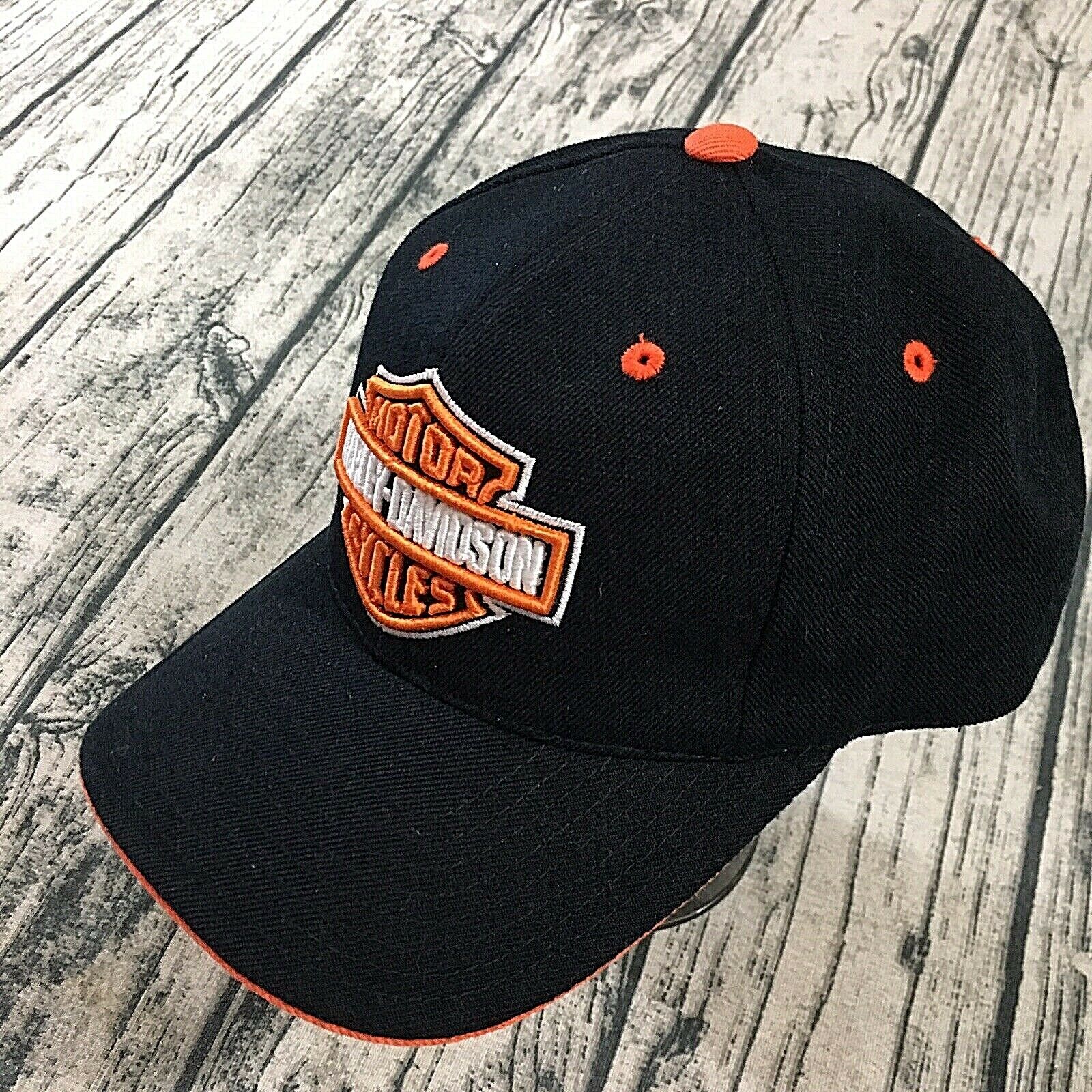 Harley Davidson Mens Spellout Baseball Cap Hat Black Vtg Patch Motor ...