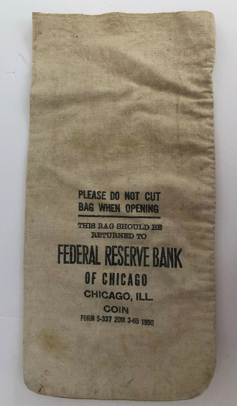 Vintage Federal Reserve Bank Of Chicago Cloth Canvas Deposit Coin Money ...