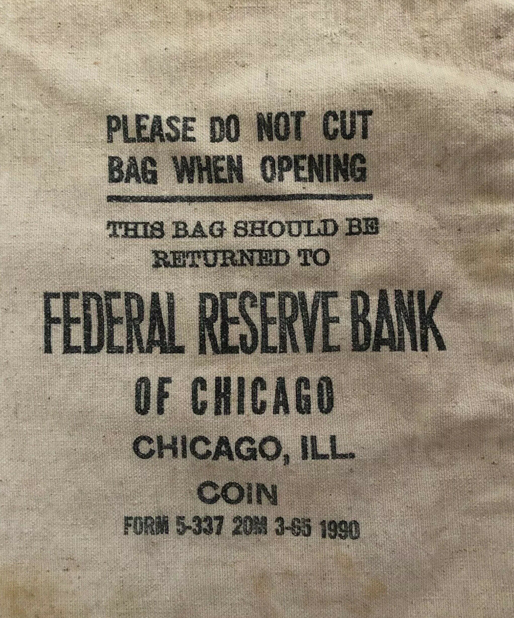 Vintage Federal Reserve Bank Of Chicago Cloth Canvas Deposit Coin Money ...