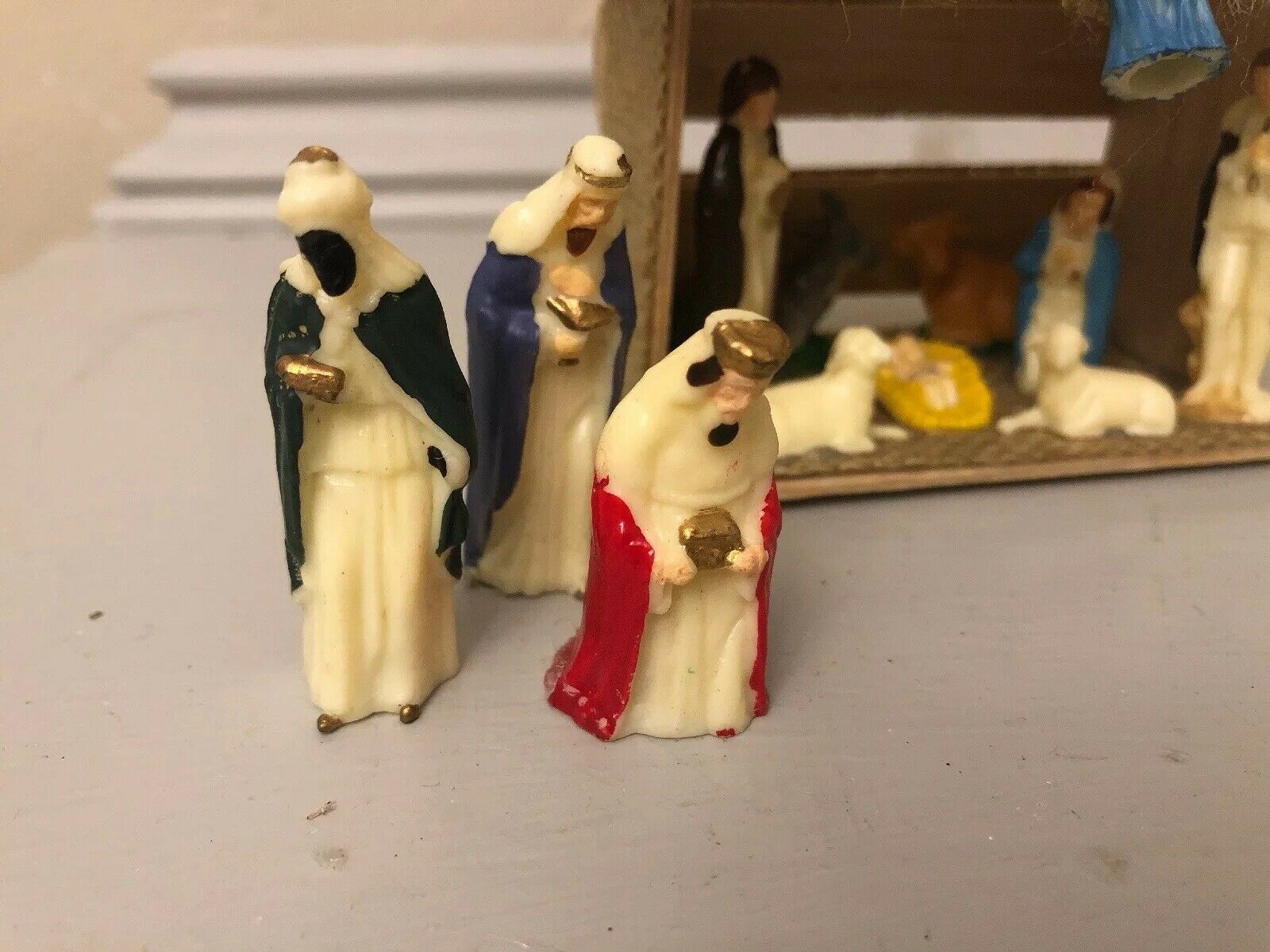 Vintage 6 Hard Plastic Miniature Nativity Figures Made In Hong Kong ...