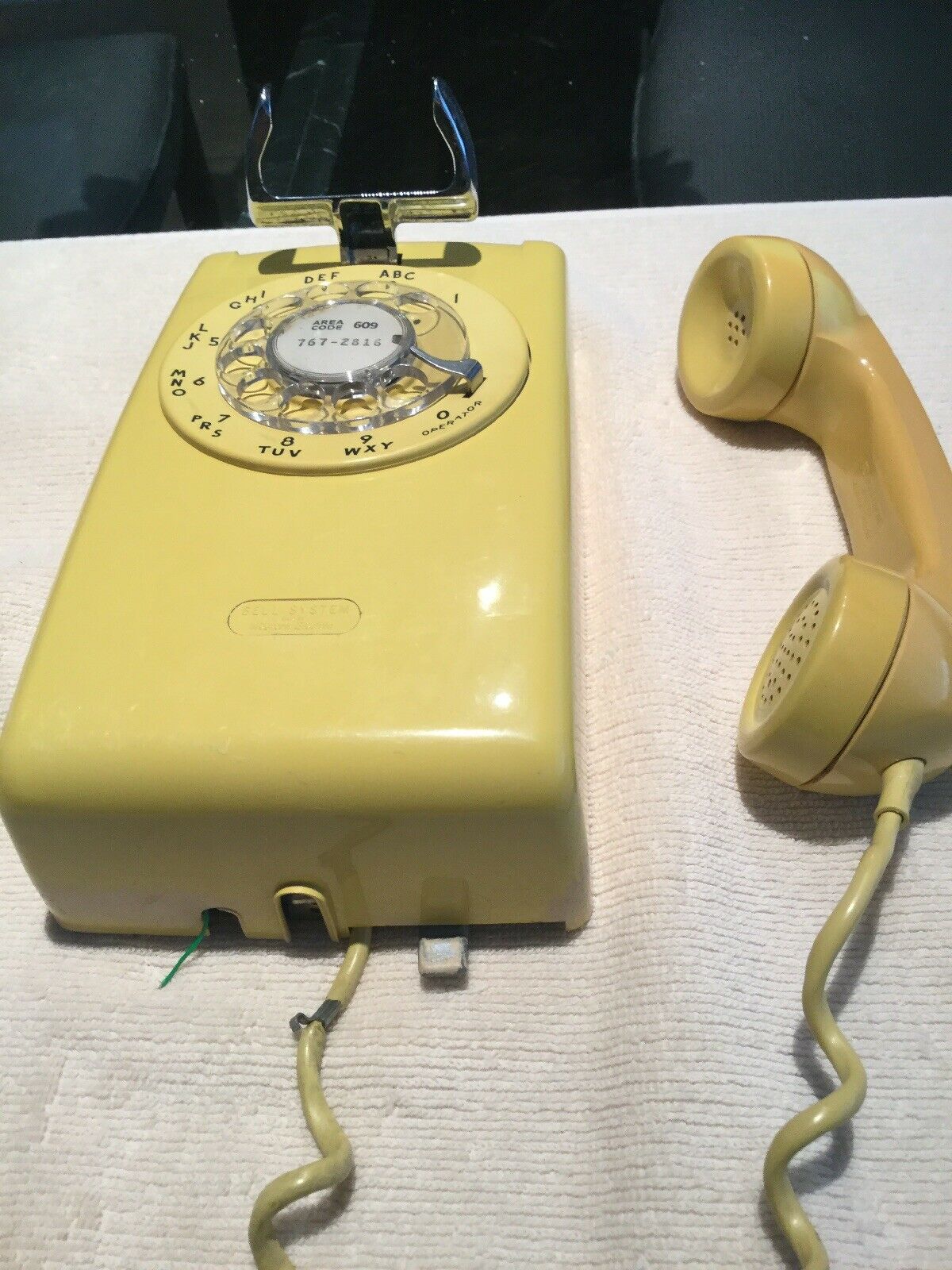 1959 Yellow Western Electric Bell System 554 Rotary Wall Telephone ...