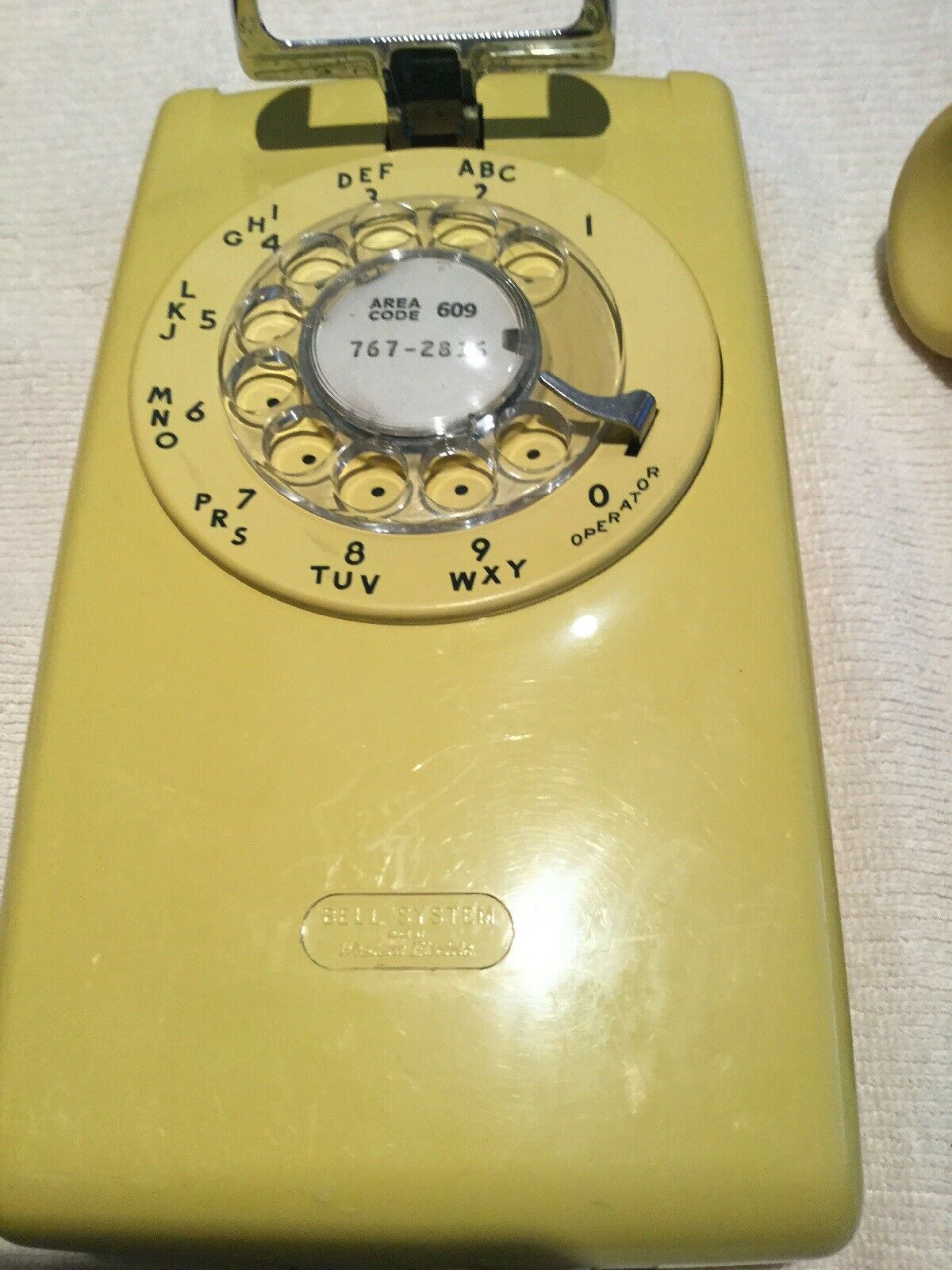 1959 Yellow Western Electric Bell System 554 Rotary Wall Telephone ...