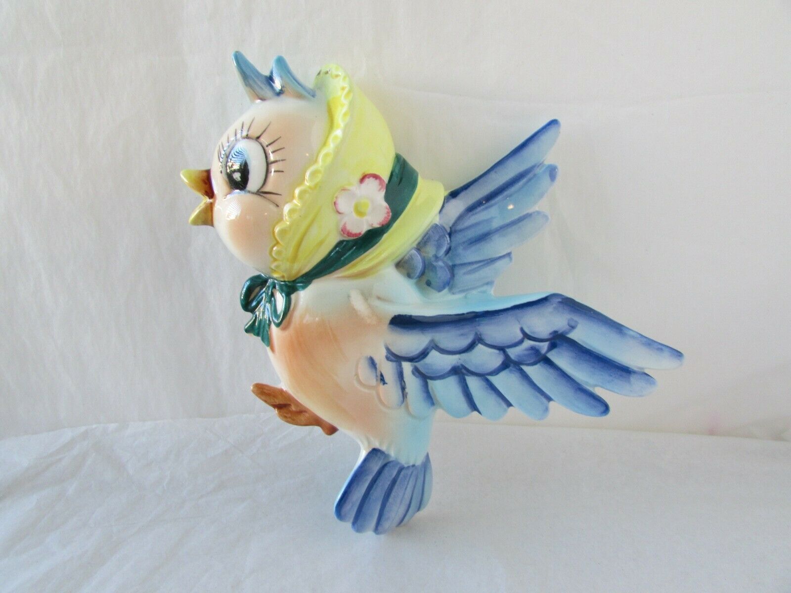 Vintage Lefton Whimsical Blue Bird With Bonnet Ceramic Wall Plaque Wall ...