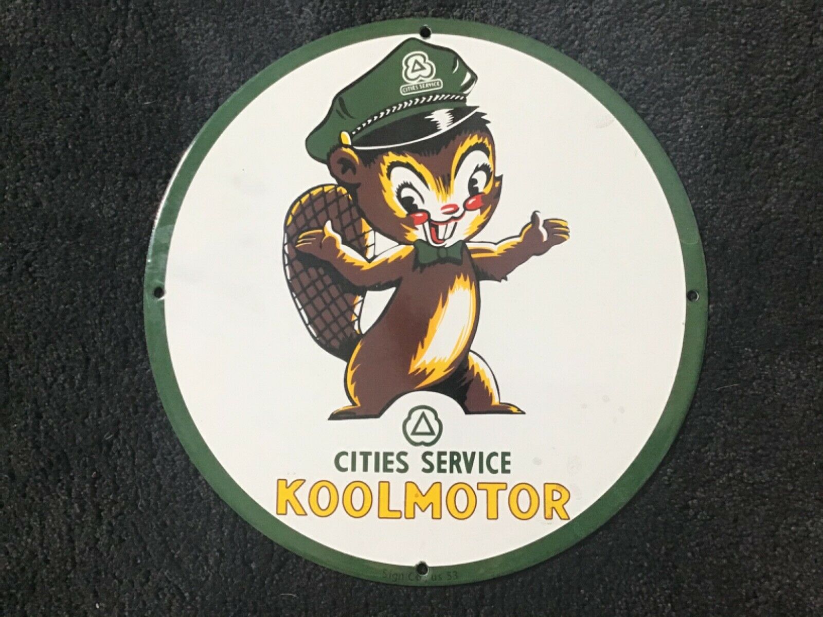 VINTAGE CITIES SERVICE KOOLMOTOR PORCELAIN SIGN GAS OIL STATION PUMP ...