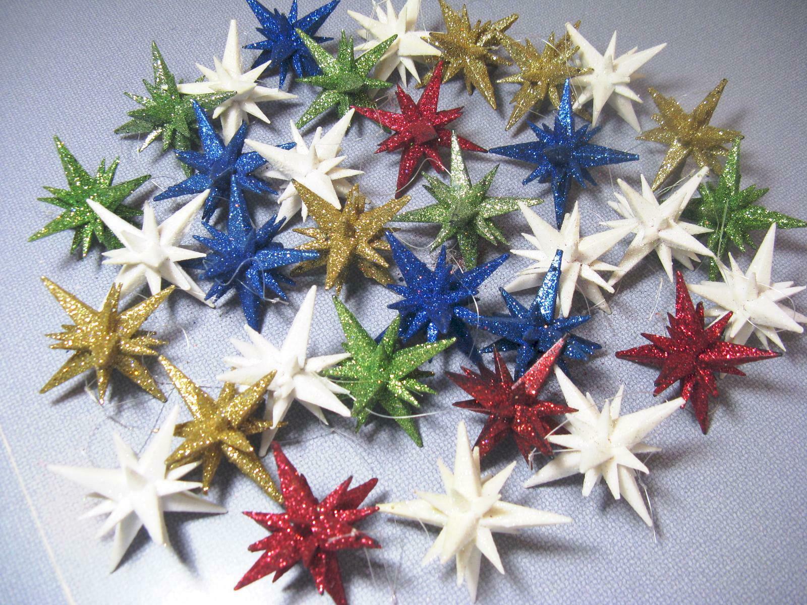 Vintage 34 Glittered Plastic Sputnik Atomic Starburst Shape Christmas ...
