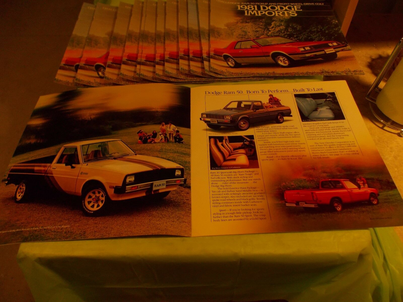 1981 DODGE IMPORTS CHALLENGER & PICKUP TWELVE SALES BROCHURES ONE PRICE ...