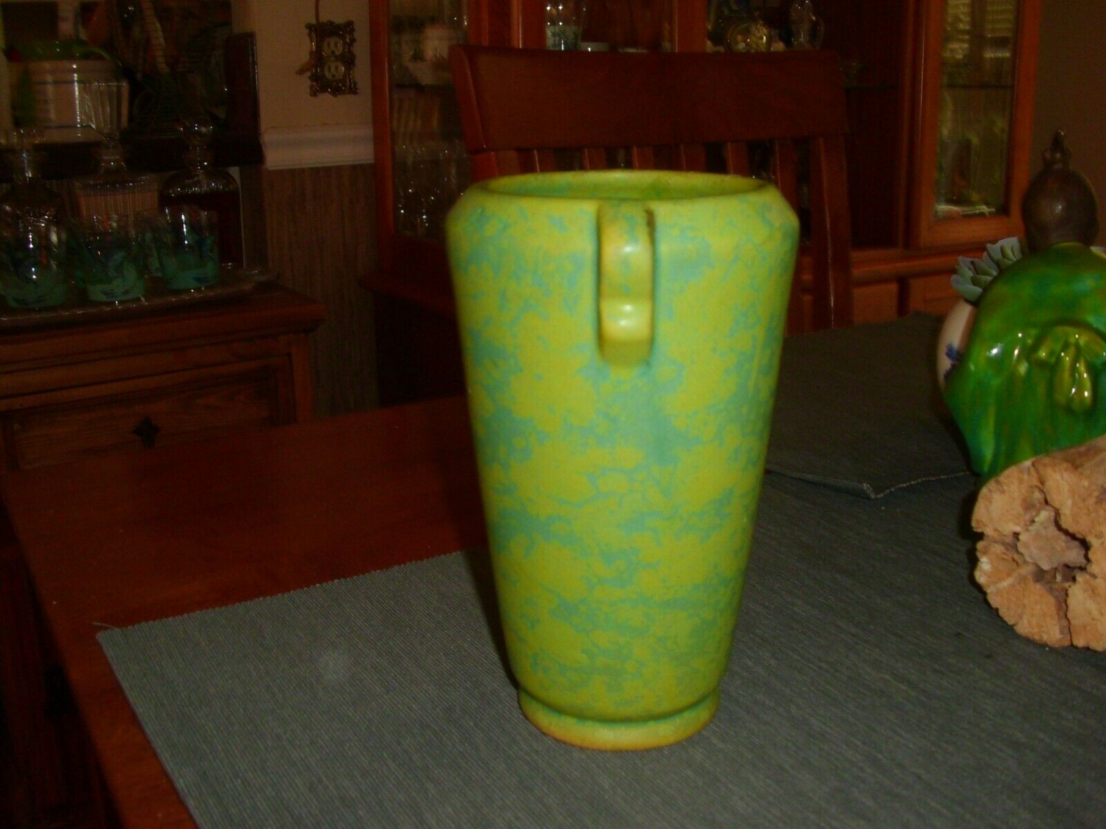 Vintage Burley Winter Pottery Green Vase With Two - Knob Side Handles ...