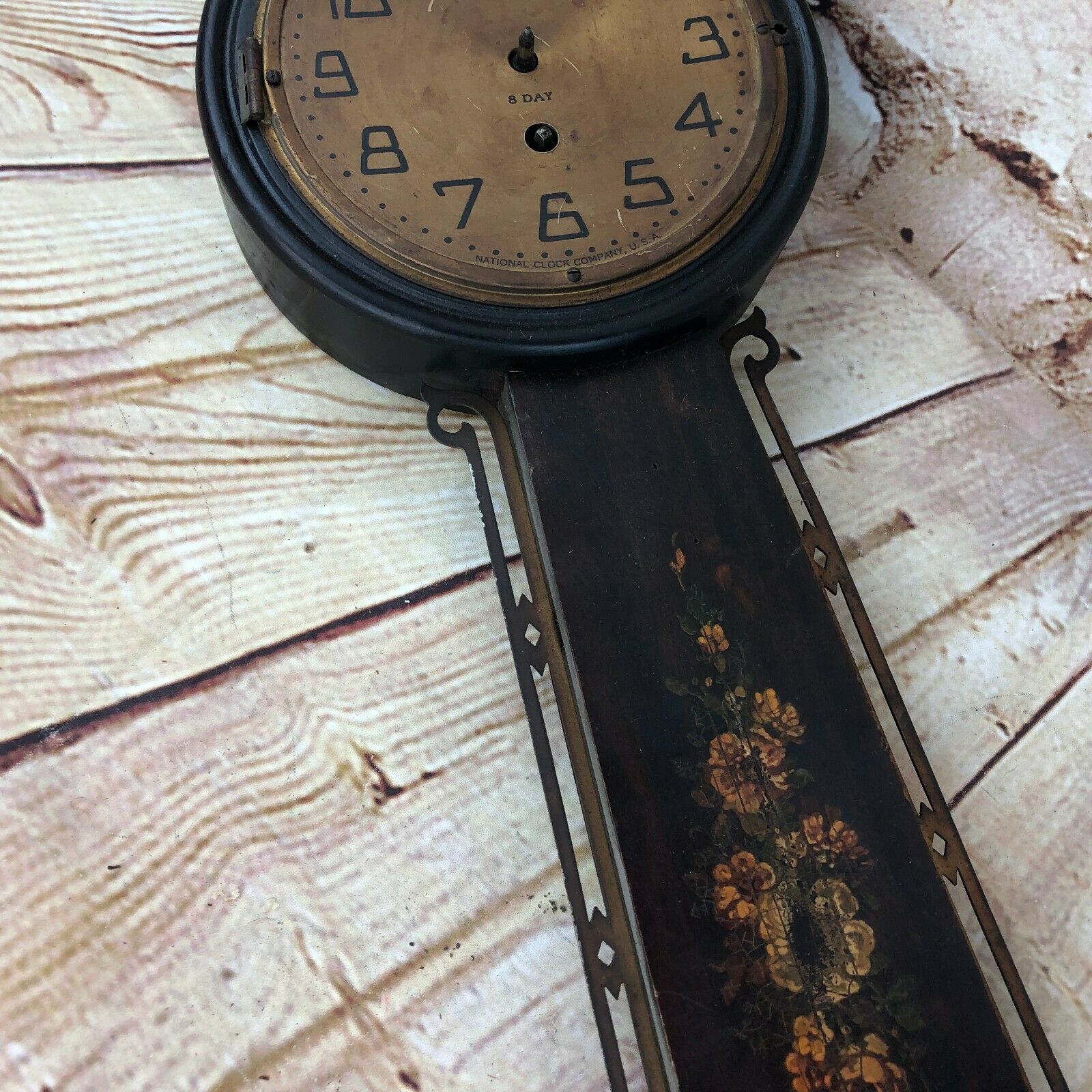 Vintage National Clock Company Wall Clock 8 Day Bango Style Parts ...