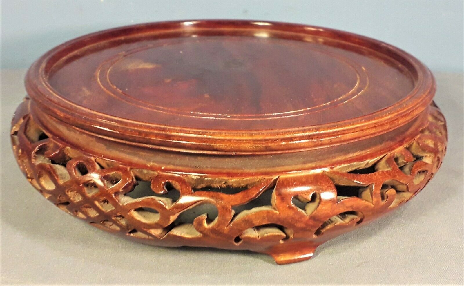 Vintage Chinese Large Wooden Carved Stand For Display Vase Bowl | #18993403