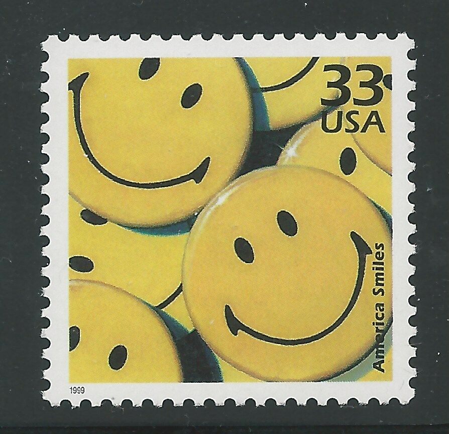 1970 ' S Yellow Smiley Face America Smiles Happiness Buttons Stamp ...