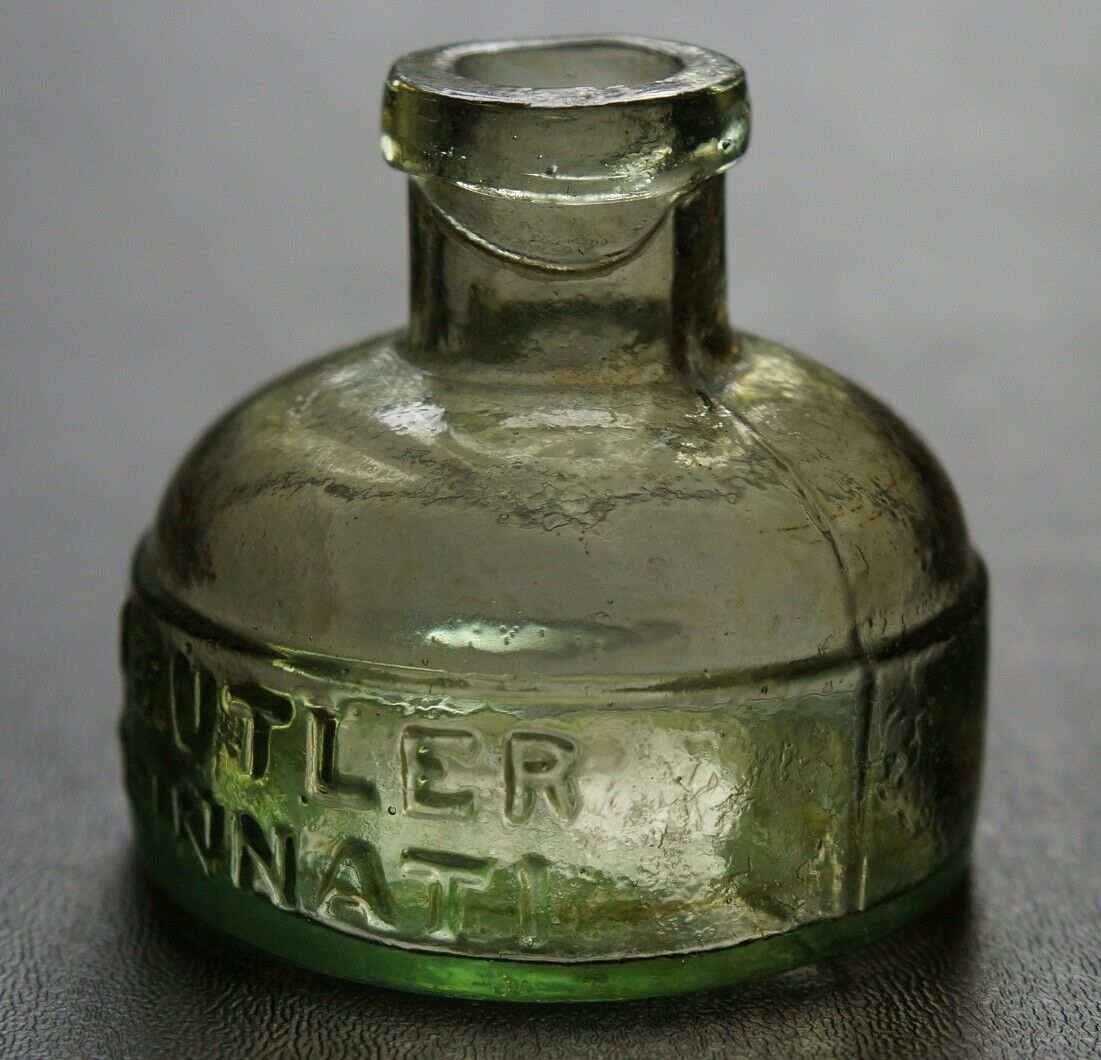 EARLY ANTIQUE HINGE MOLD APPLIED TOP BUTLER IGLOO INK BOTTLE CINCINNATI ...