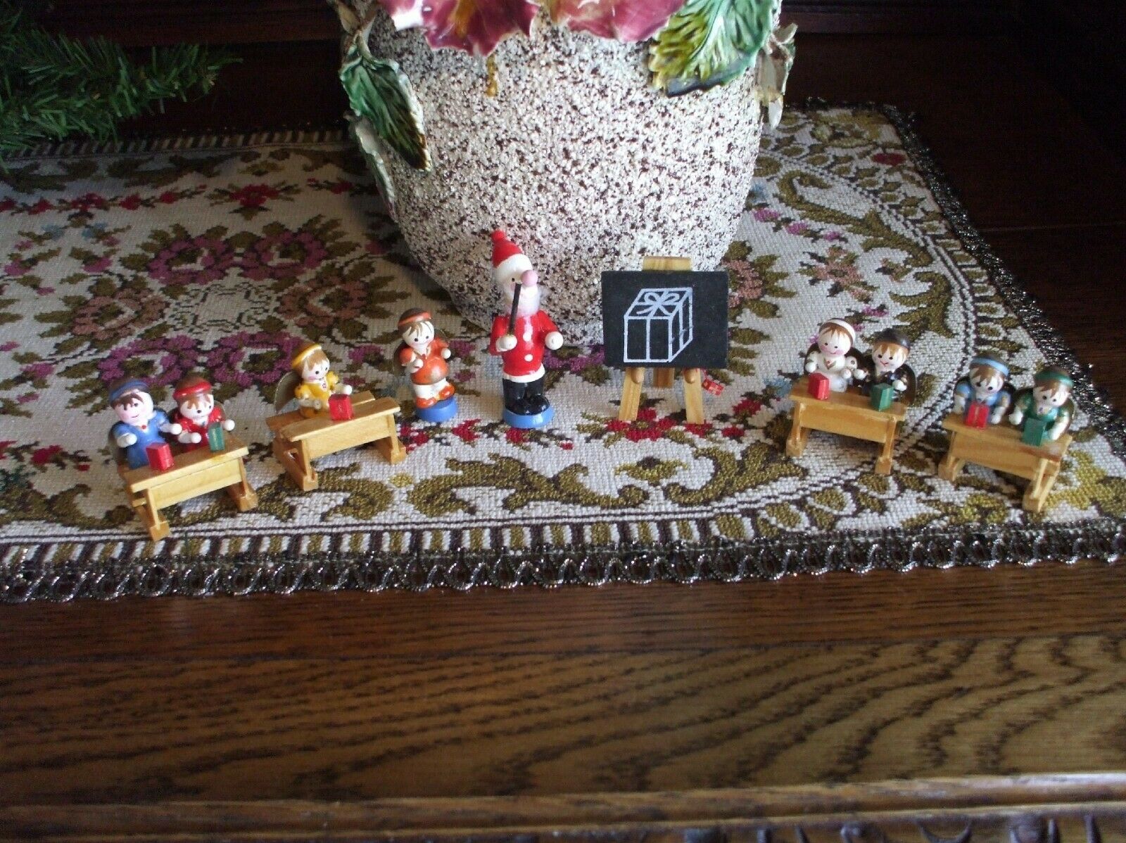 Vintage Erzgebirge Schoolroom Wooden Christmas Figures Santa Claus ...