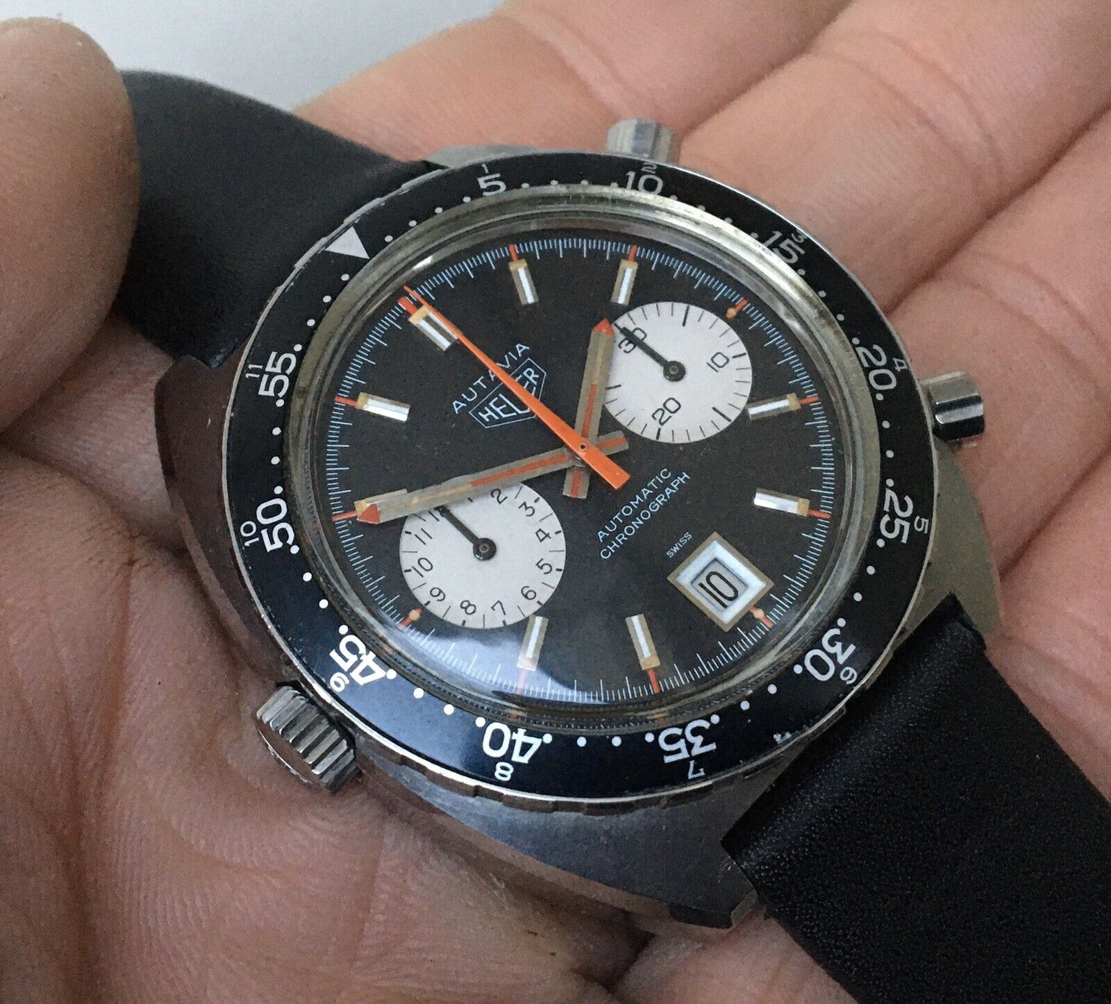 VINTAGE HEUER AUTAVIA 1163 MH CHRONOGRAPH WATCH. A GREAT EXAMPLE ...